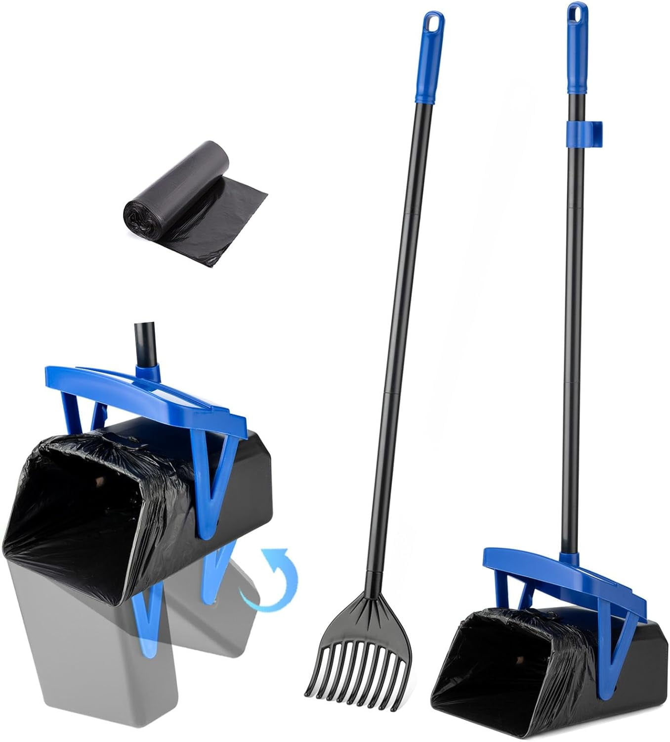 Pooper Scooper Swivel Bin & Rake for Large Medium Small Dogs Non ...