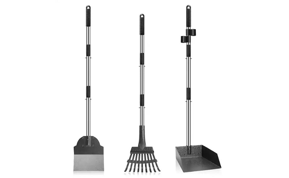 3-Piece Dog Waste Set – Rake, Scoop & Shovel Pooper Scooper Set ...