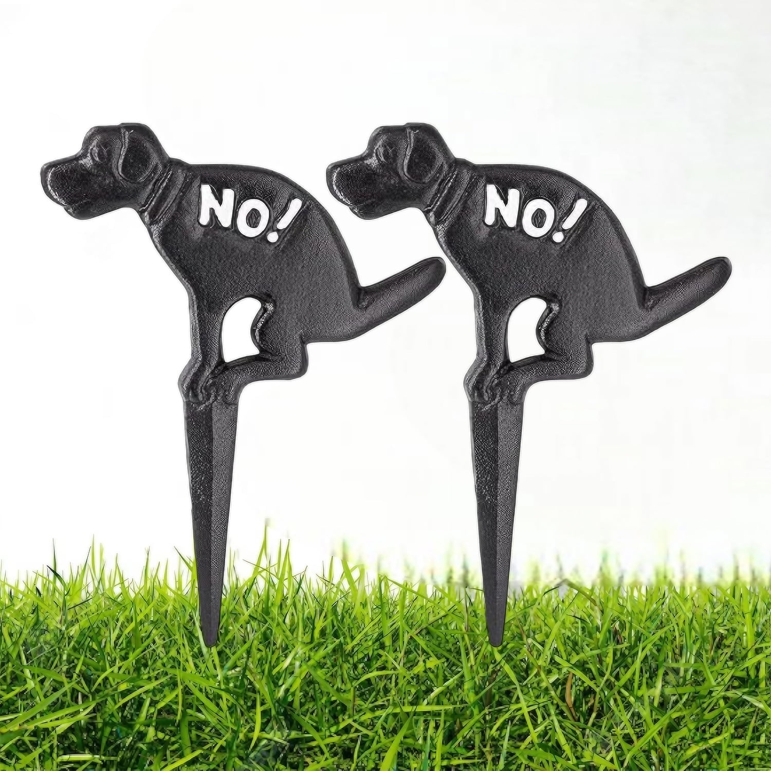 No Pooping Yard Signs, Prefdo 2 Pack Cast Iron No Dog Poop Signs, Keep ...