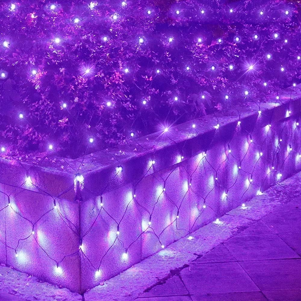 Pooqla Net Lights, 300LED 14.8x4.9ft Christmas Outdoor Mesh Lights 8 ...