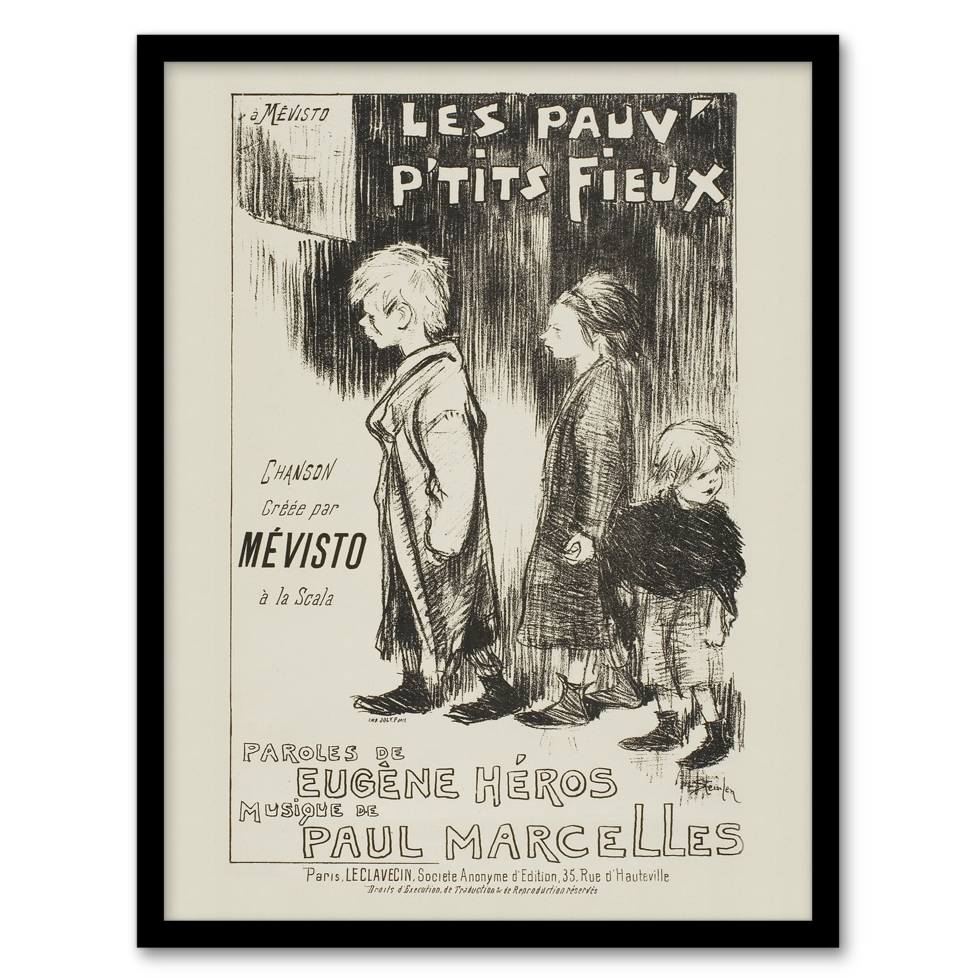 Poor Little Things Poster Sketch Steinlen Framed Wall Art Print A4 ...