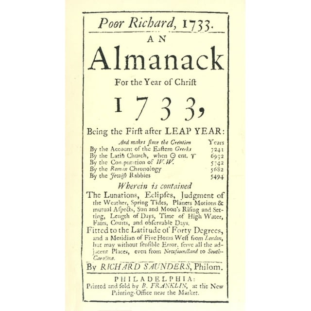 Poor Richard, 1733 an Almanack : For the Year of Christ 1733 (Paperback ...