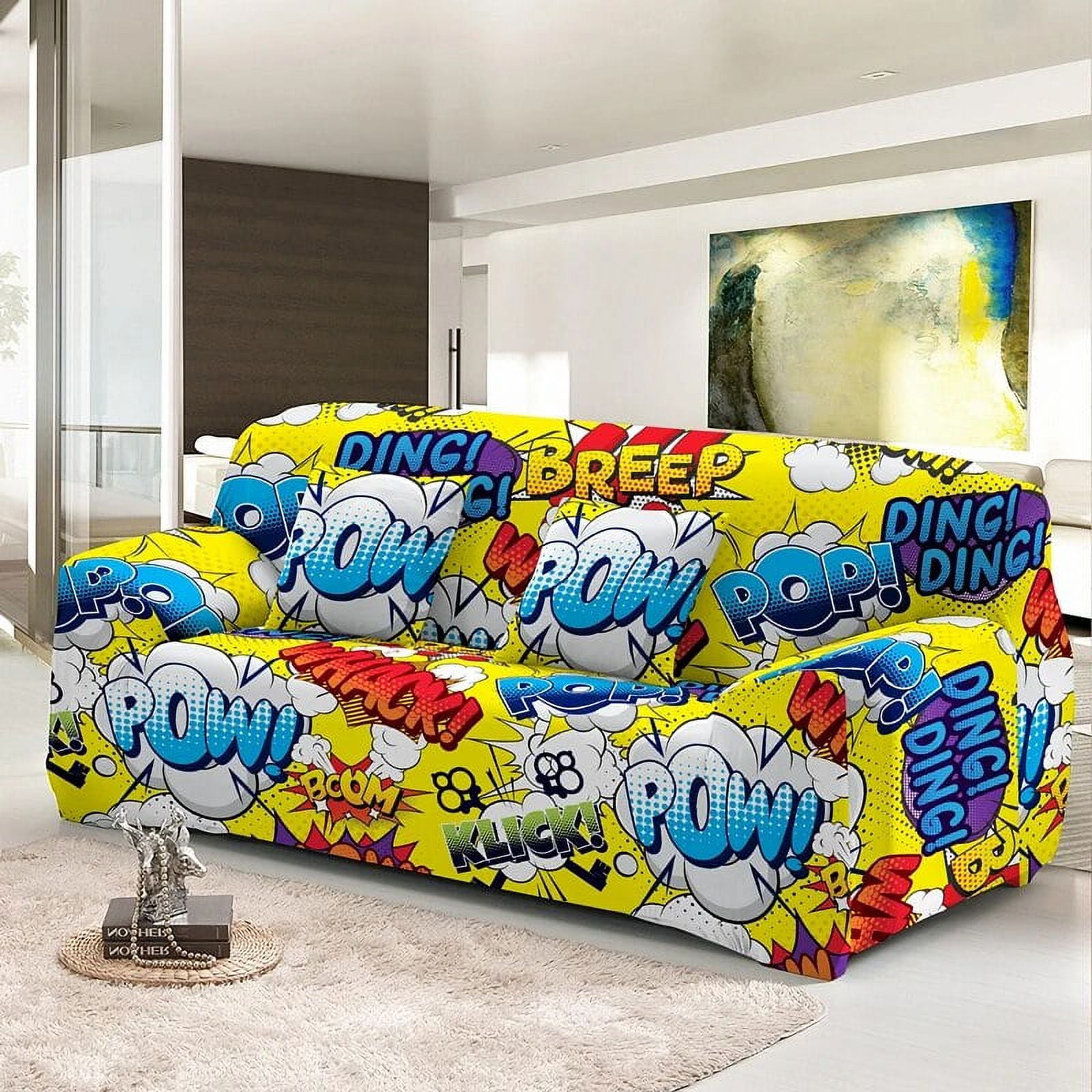 Pop Abstract Comic Sofa Cover For Living Room 1/2/3/4 Seat Cartoon ...