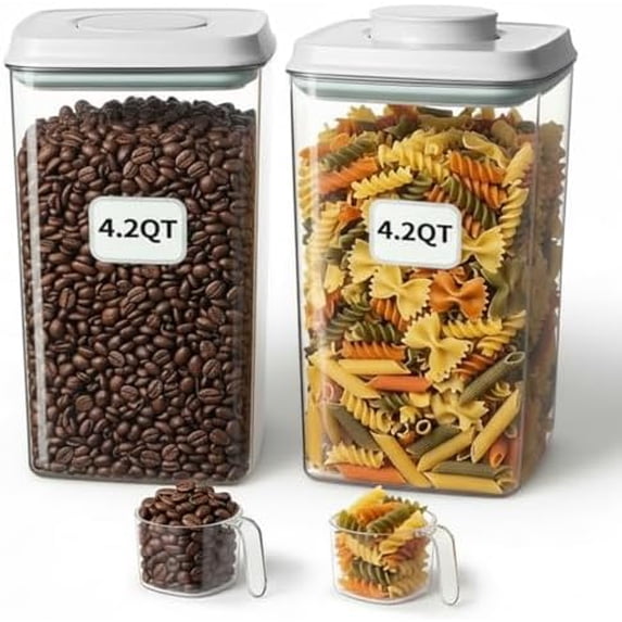 Pop Airtight Food Storage Containers Set with Lids, Large 4.2Qt/4L Food ...