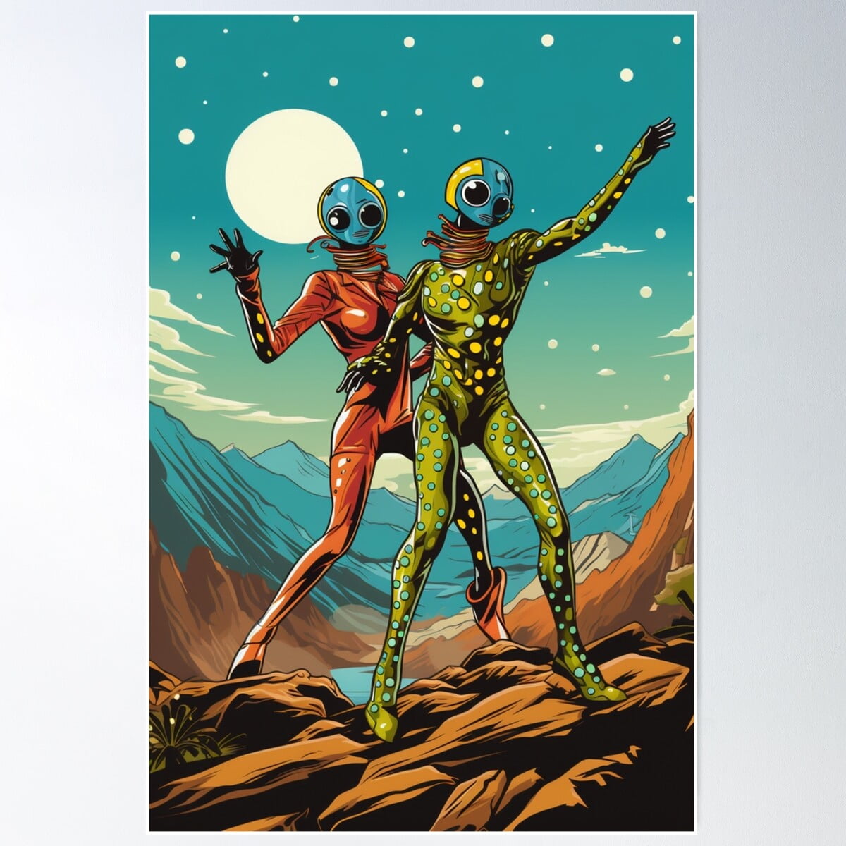 Pop Art Aliens Dancing Poster Wall Art, Modern Wall Decor For Living ...