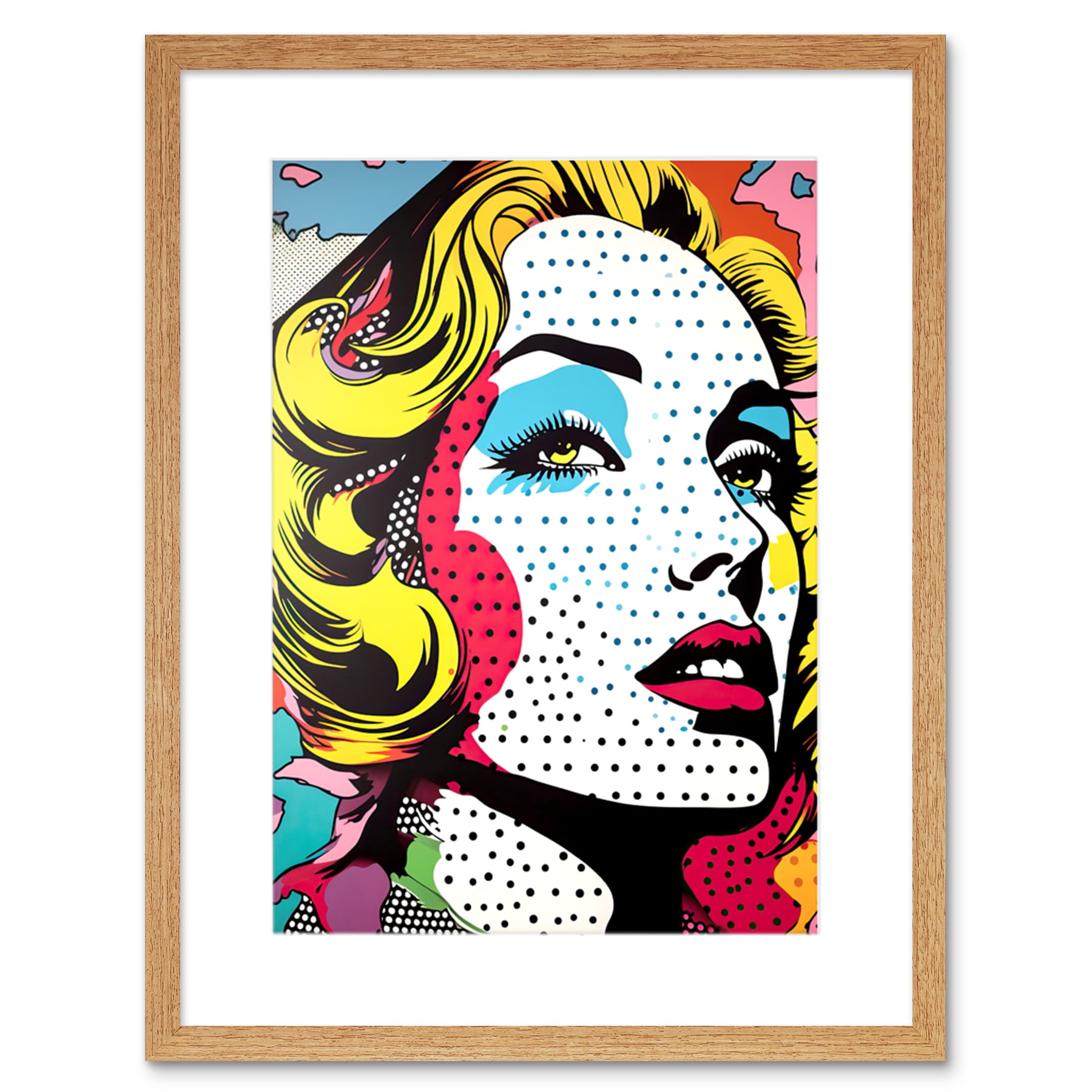 Pop Art Blonde Woman Face Halftone Comic Book Style Retro Glam Fashion ...