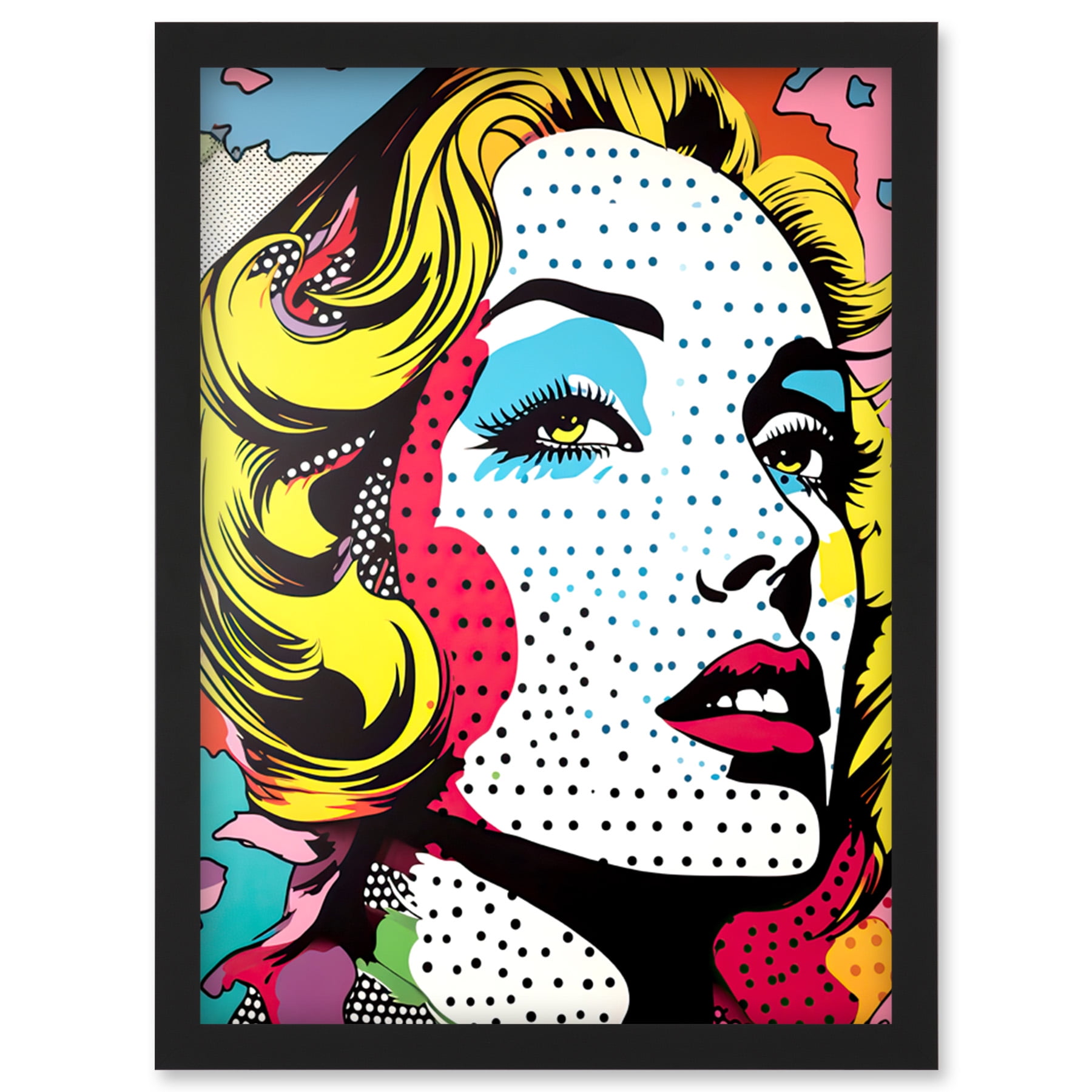 Pop Art Blonde Woman Face Halftone Comic Book Style Retro Glam Fashion ...