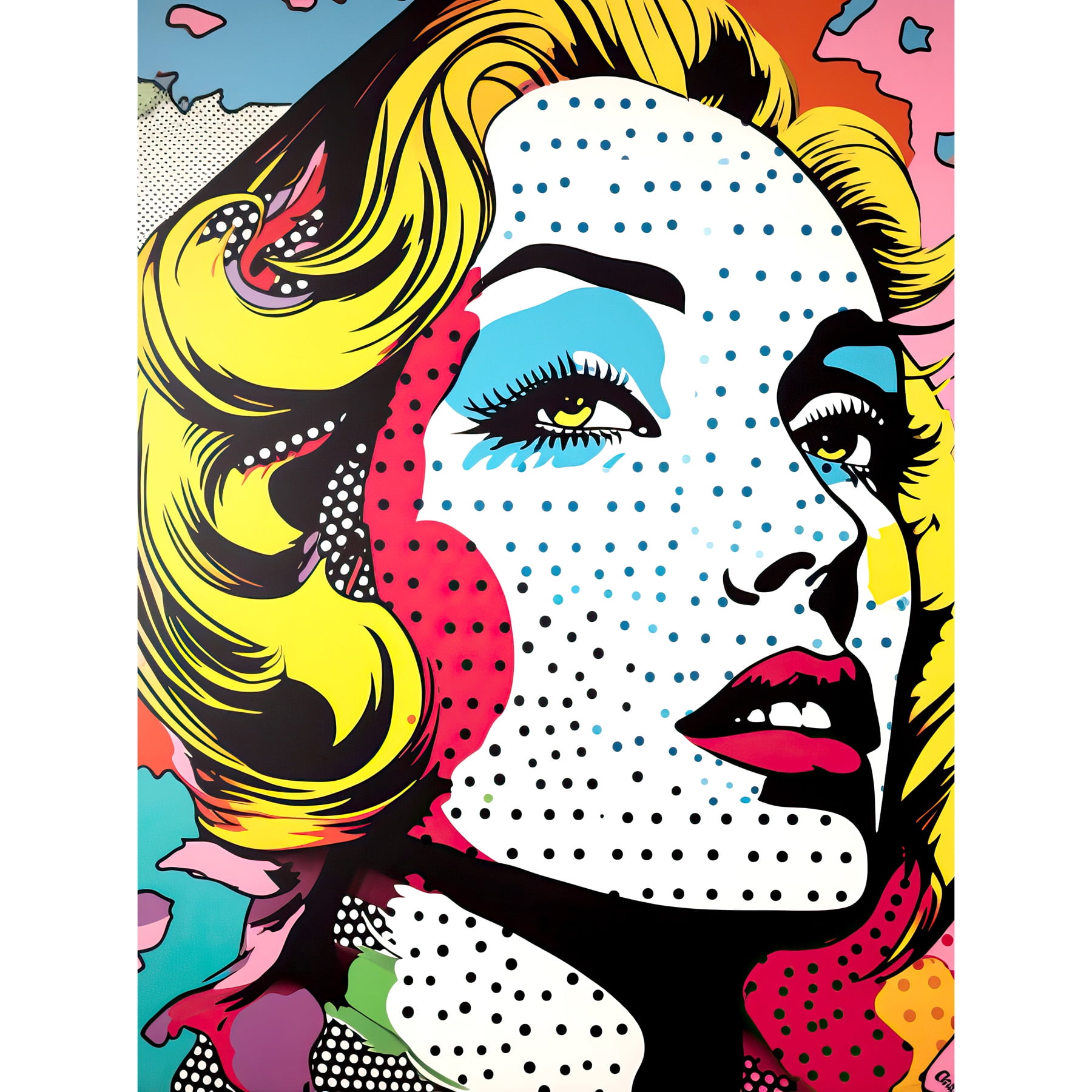 Pop Art Blonde Woman Face Halftone Comic Book Style Retro Glam Fashion ...