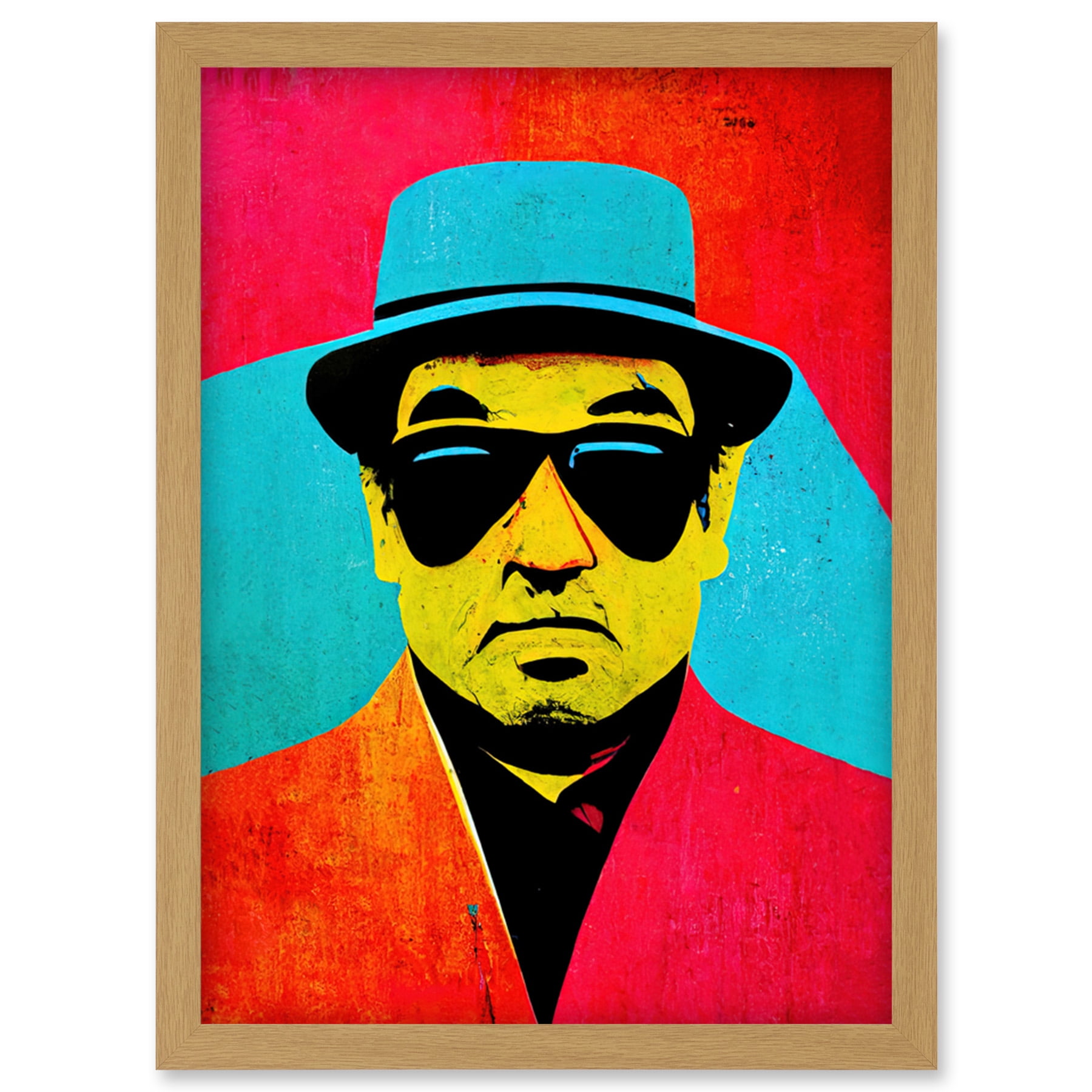 Pop Art Bright Jazz Musician Pork Pie Hat Sunglasses Red Turquoise ...