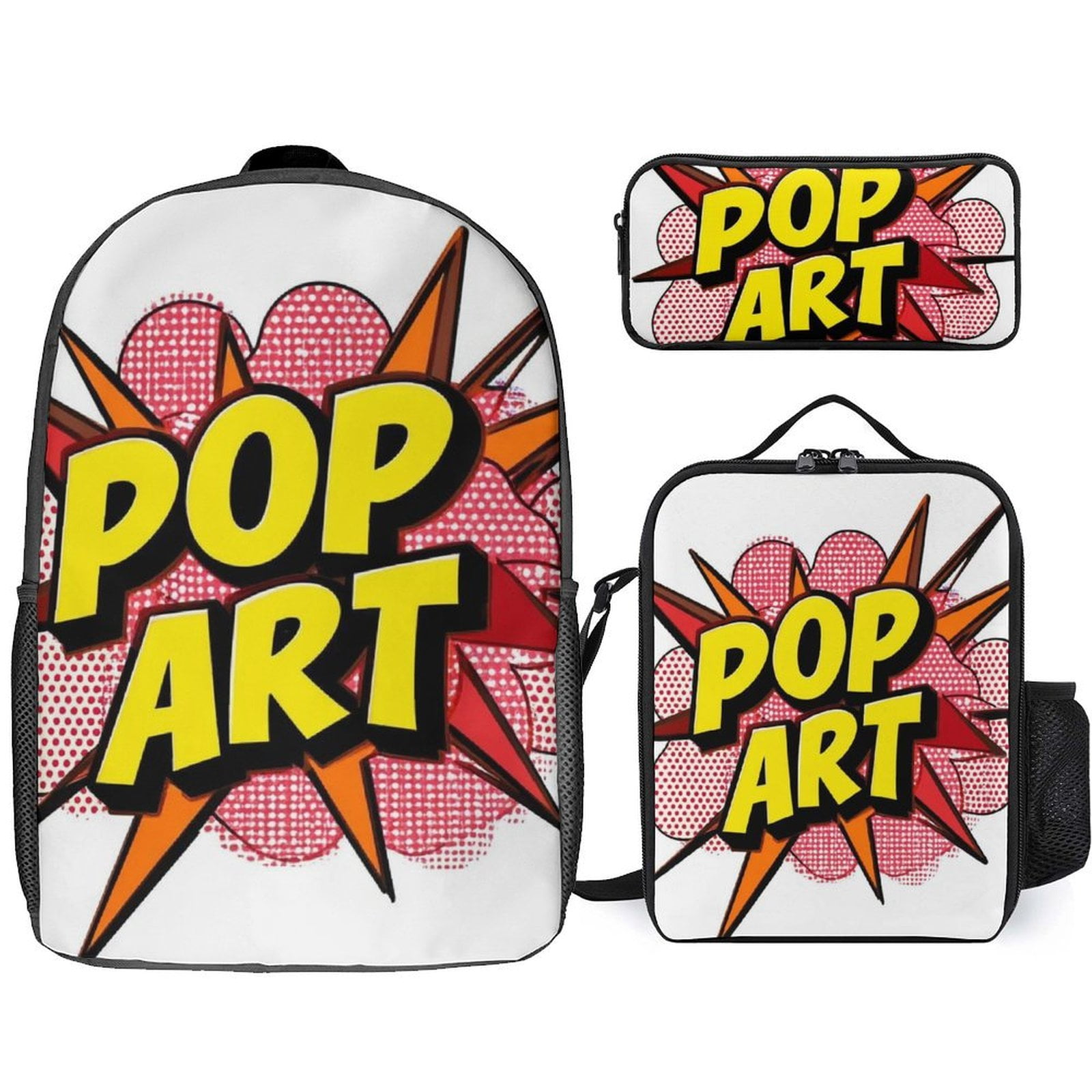 Pop Art Burst Design-1 3D Printed 3pcs/Set Bags Laptop Daypack Backpack ...