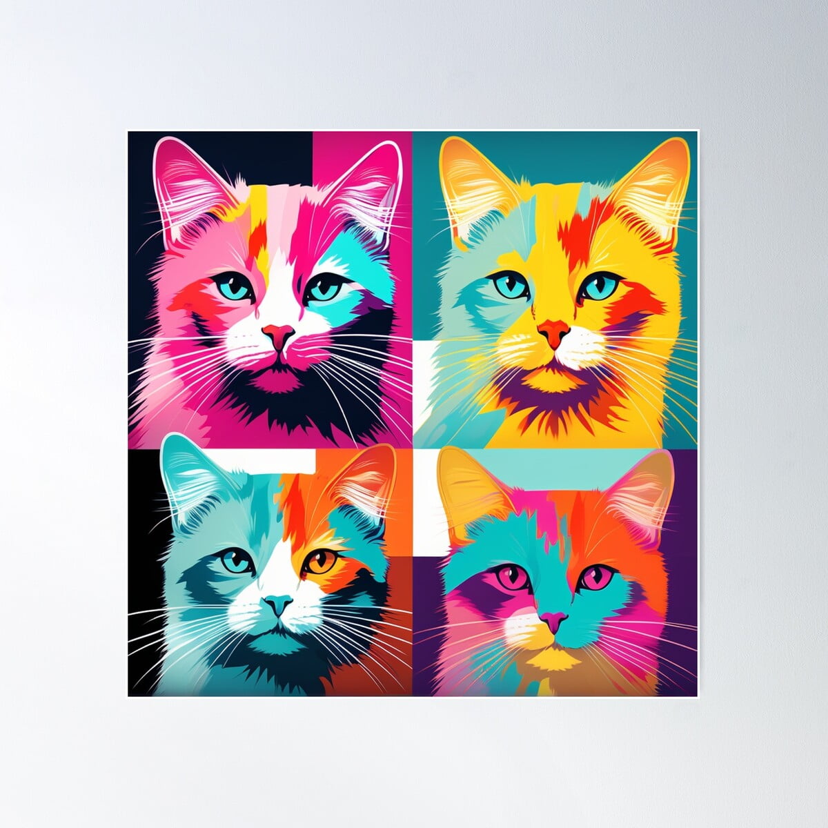 Pop Art Cat Deco Poster Wall Art, Modern Wall Decor For Living Room ...