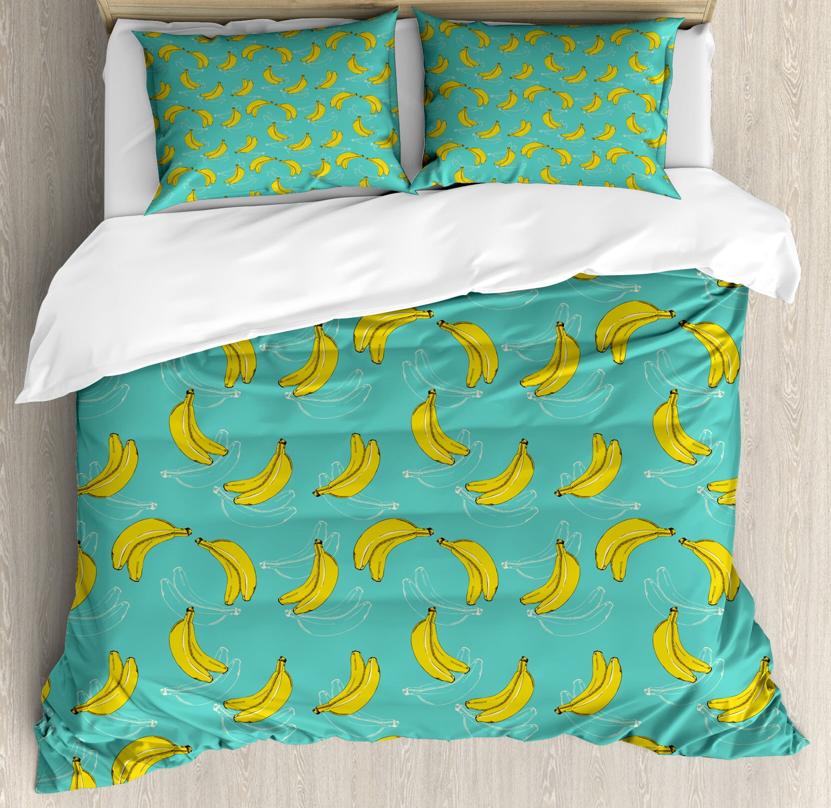 Pop Art Duvet Cover Set, Continuous Vintage Style Tropical Fruits ...