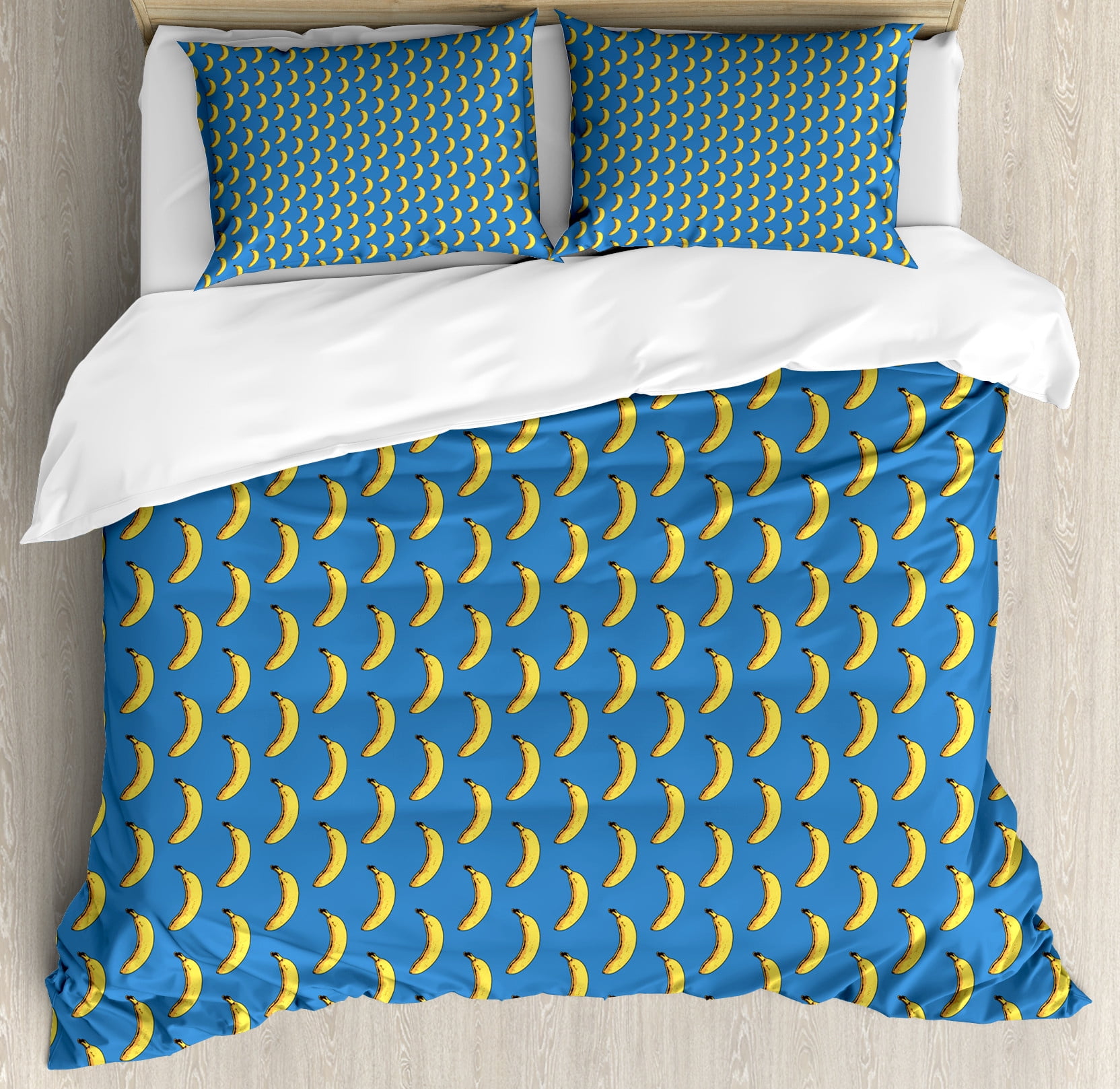 Pop Art Duvet Cover Set, Hipster Banana Graphic Exotic Fruits Island ...