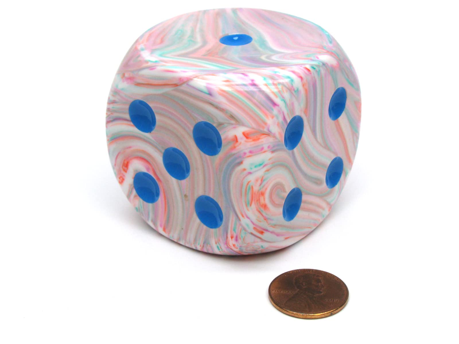 Pop Art Festive Die with Blue Pips D6 50mm (1.97in) Pack of 1 Chessex ...