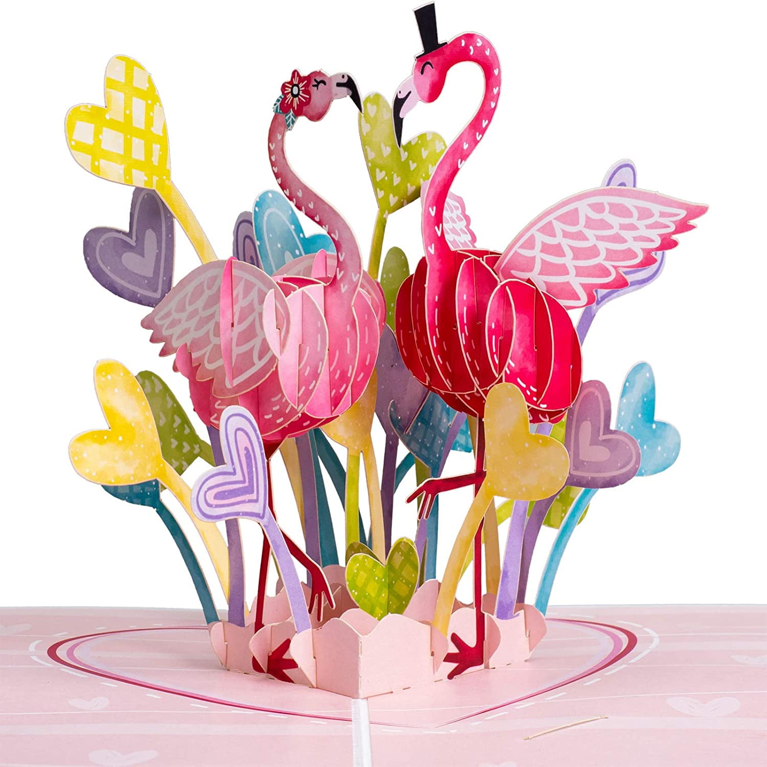 Pop of Art - Flamingos Valentines Day Pop Up Card, Handmade 3D Popup ...