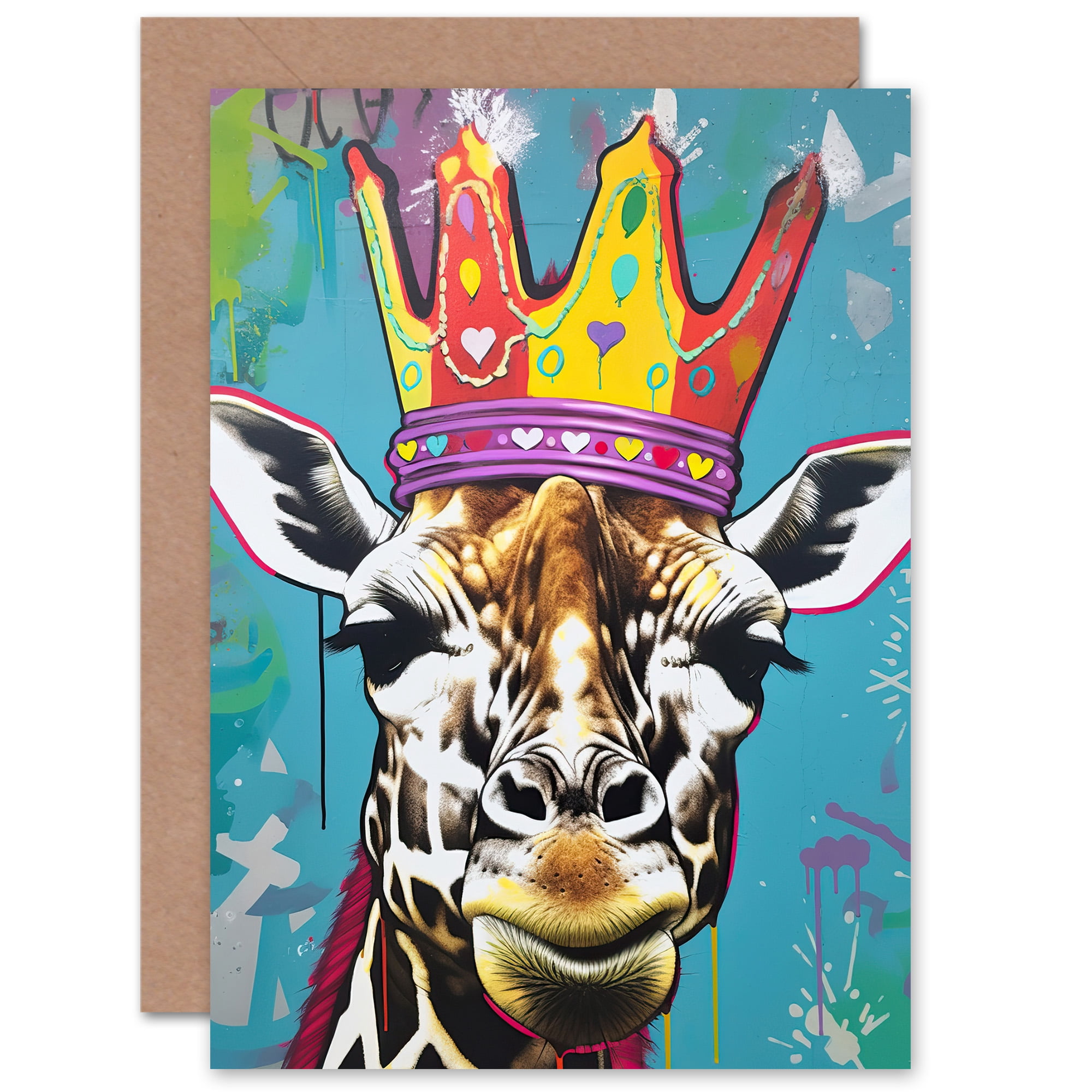 Pop Art Giraffe With Crown for Wife Her Mum Sister Daughter Mom Gran ...