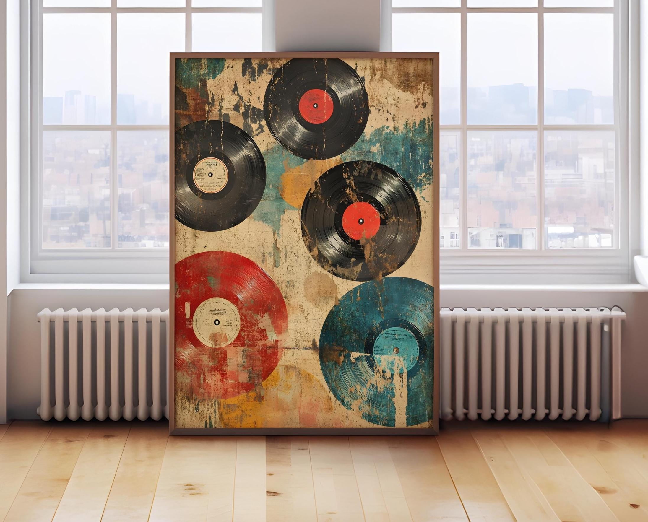 Pop Art Music Print, Retro Vinyl Record Wall Art, Funky Music Room ...
