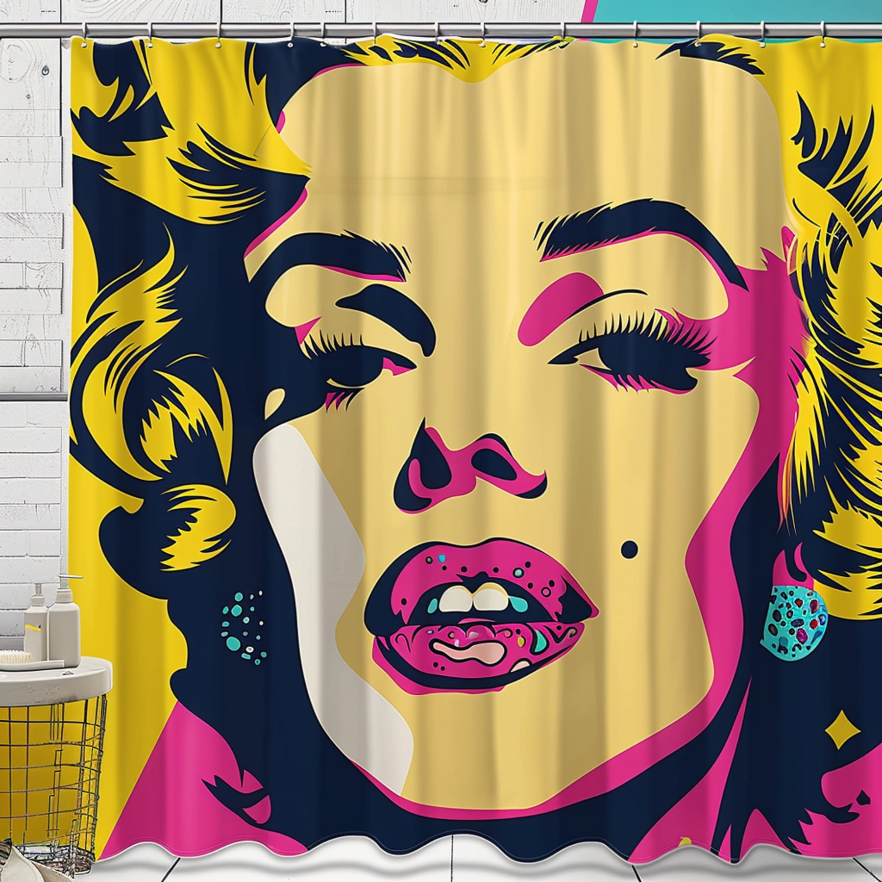 Pop Art Retro Marilyn Monroe Cartoon Style Shower Curtain Vintage