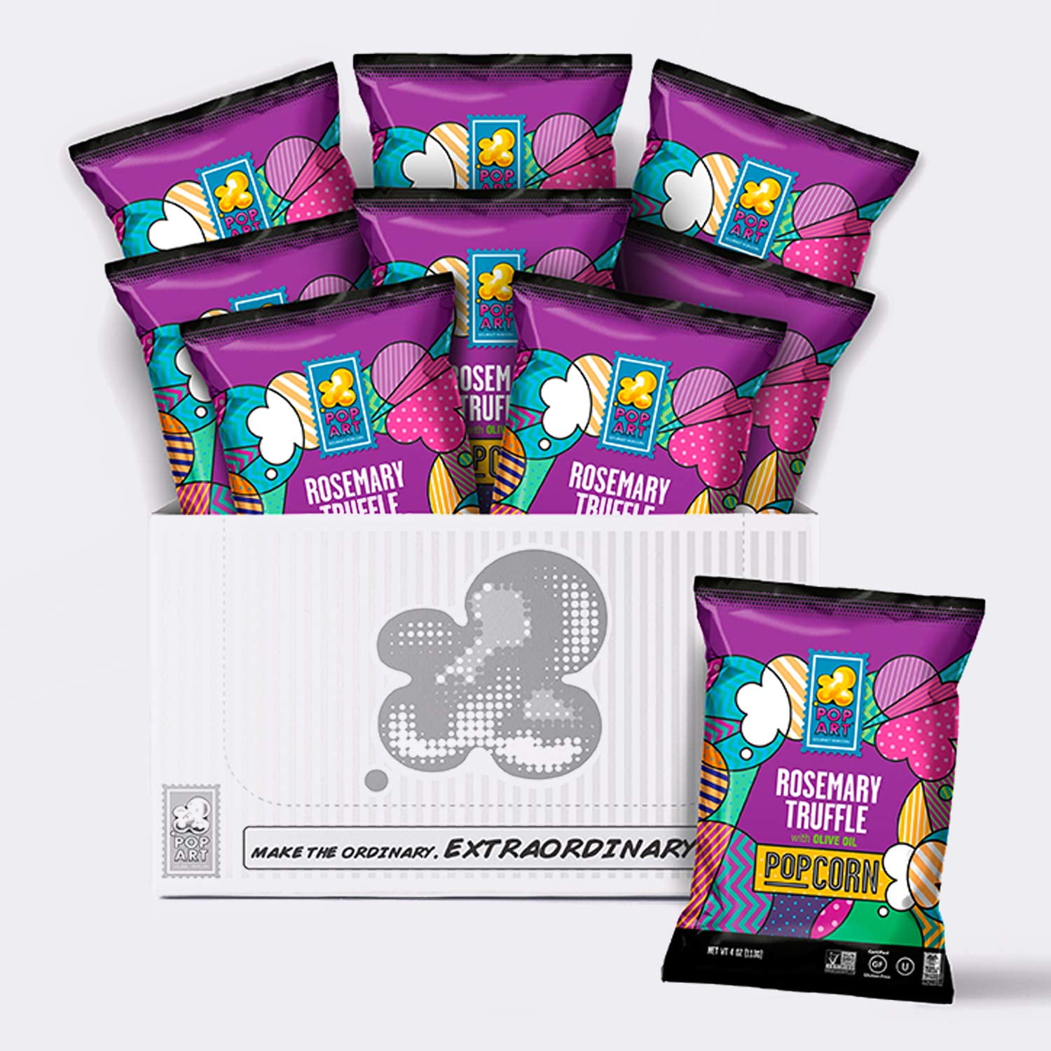 Pop Art Snacks - Gourmet Rosemary Truffle Popcorn Treats (9 Pack ...