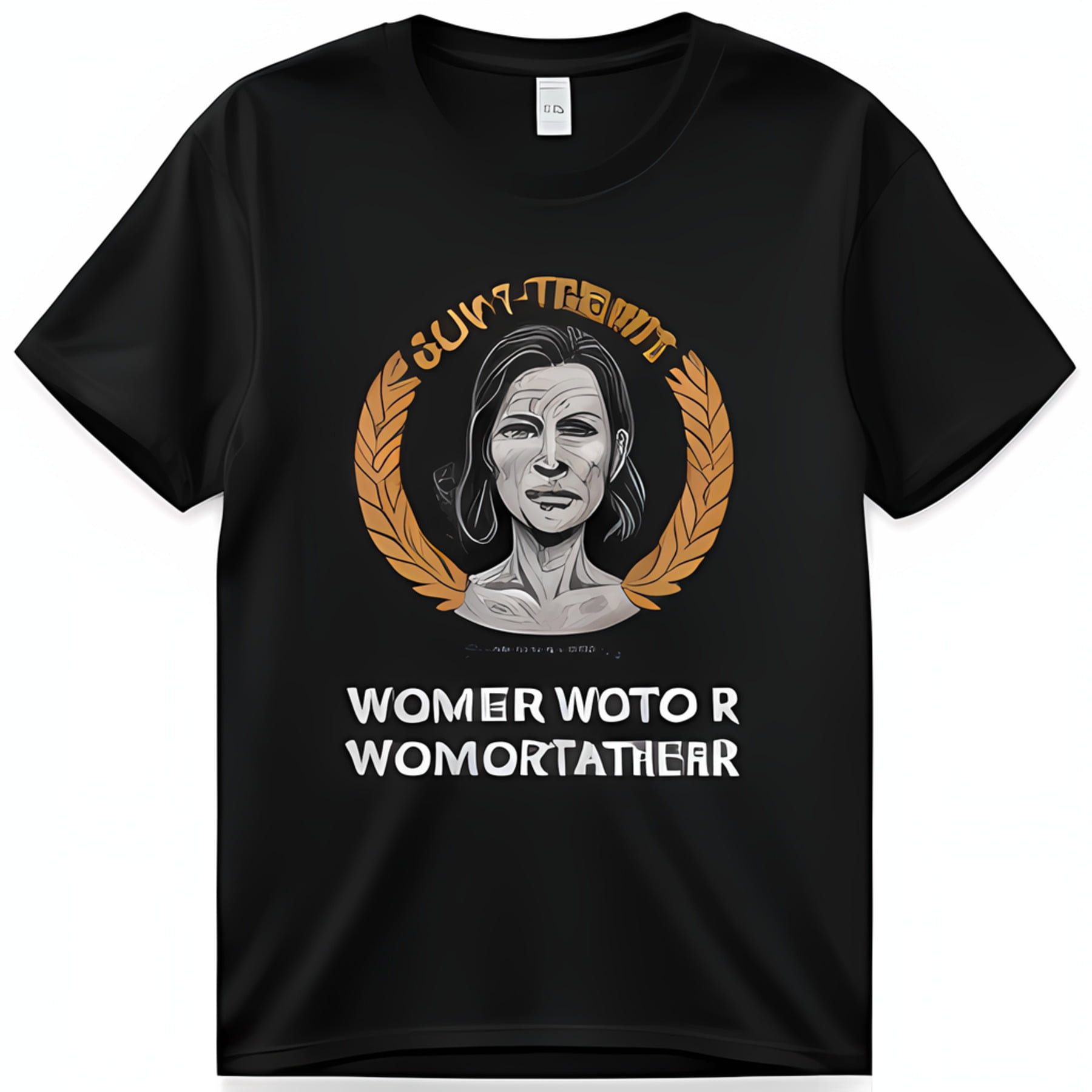 Pop Art Style Black T-Shirt with Styleized Female Politician and Golden ...