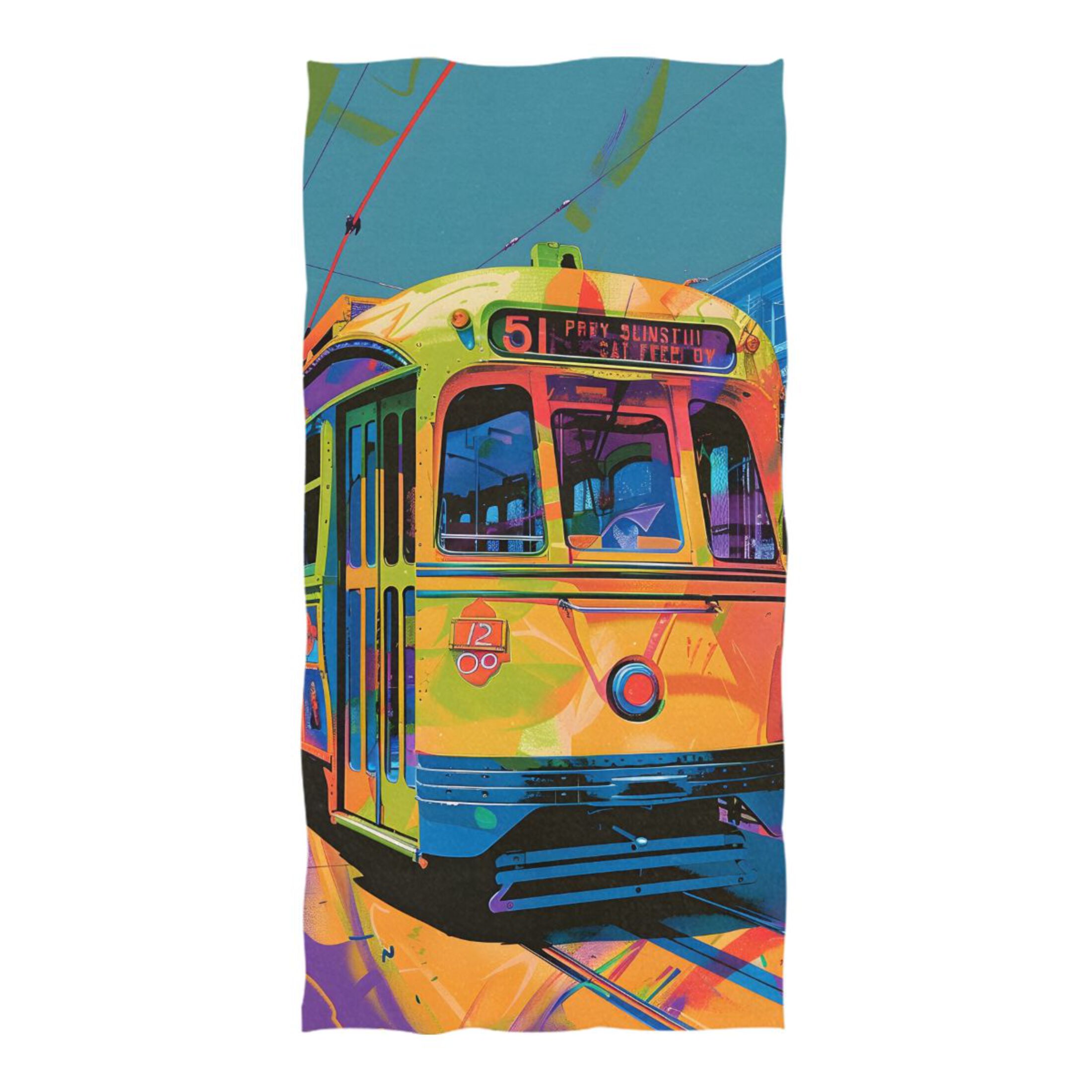 Pop Art Trolley Beach Towel Oversized 74"x37" Pool Towels Soft ...