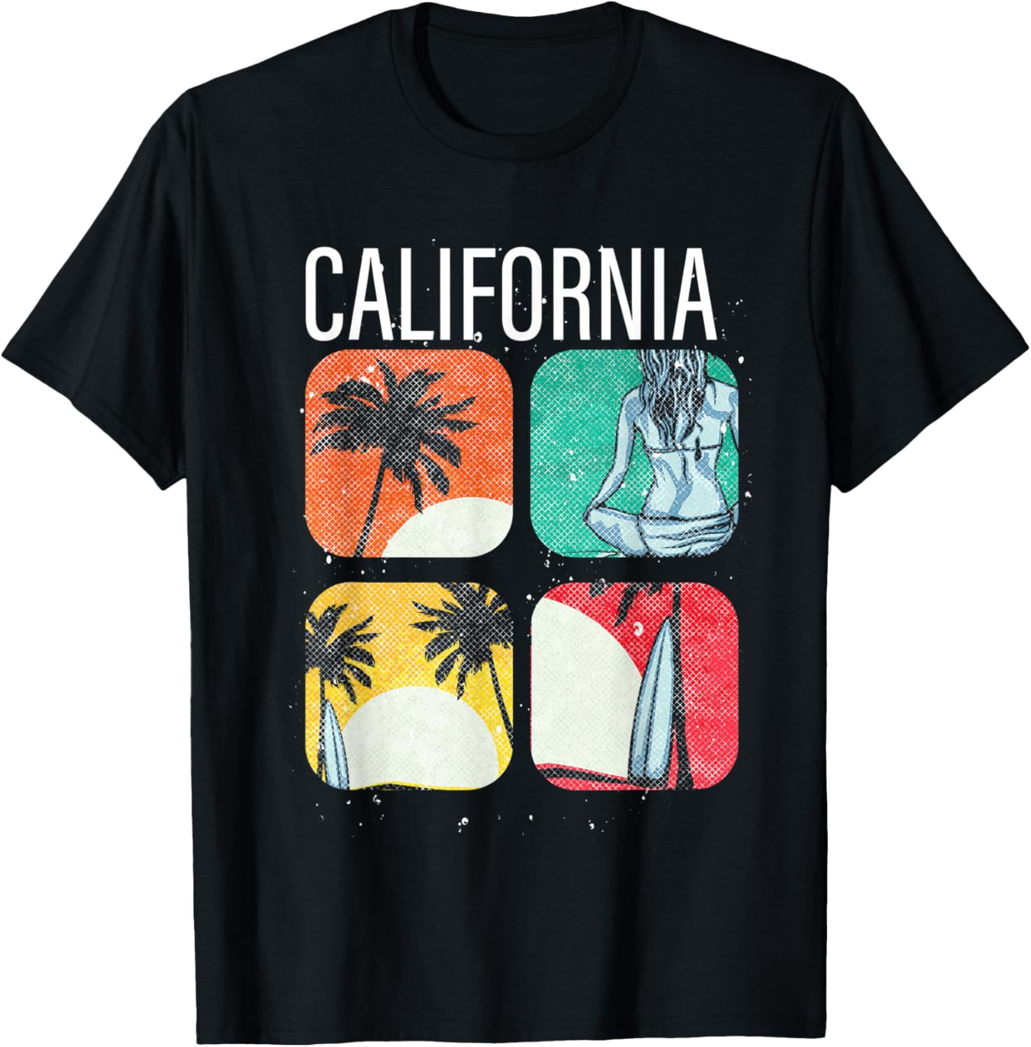 Pop Art Tropical Summer Vacation Palm Trees California T-Shirt ...