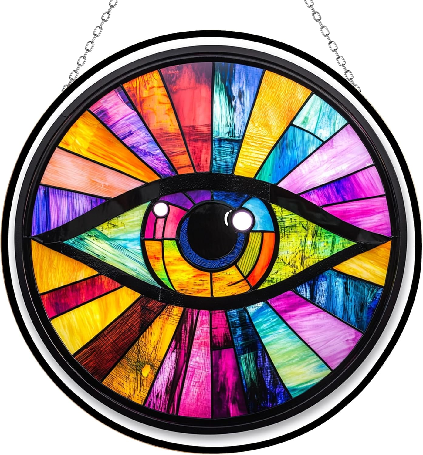 Pop Art Vibrant Evil Eye Stained Glass Sun Catcher Mountain Stained ...