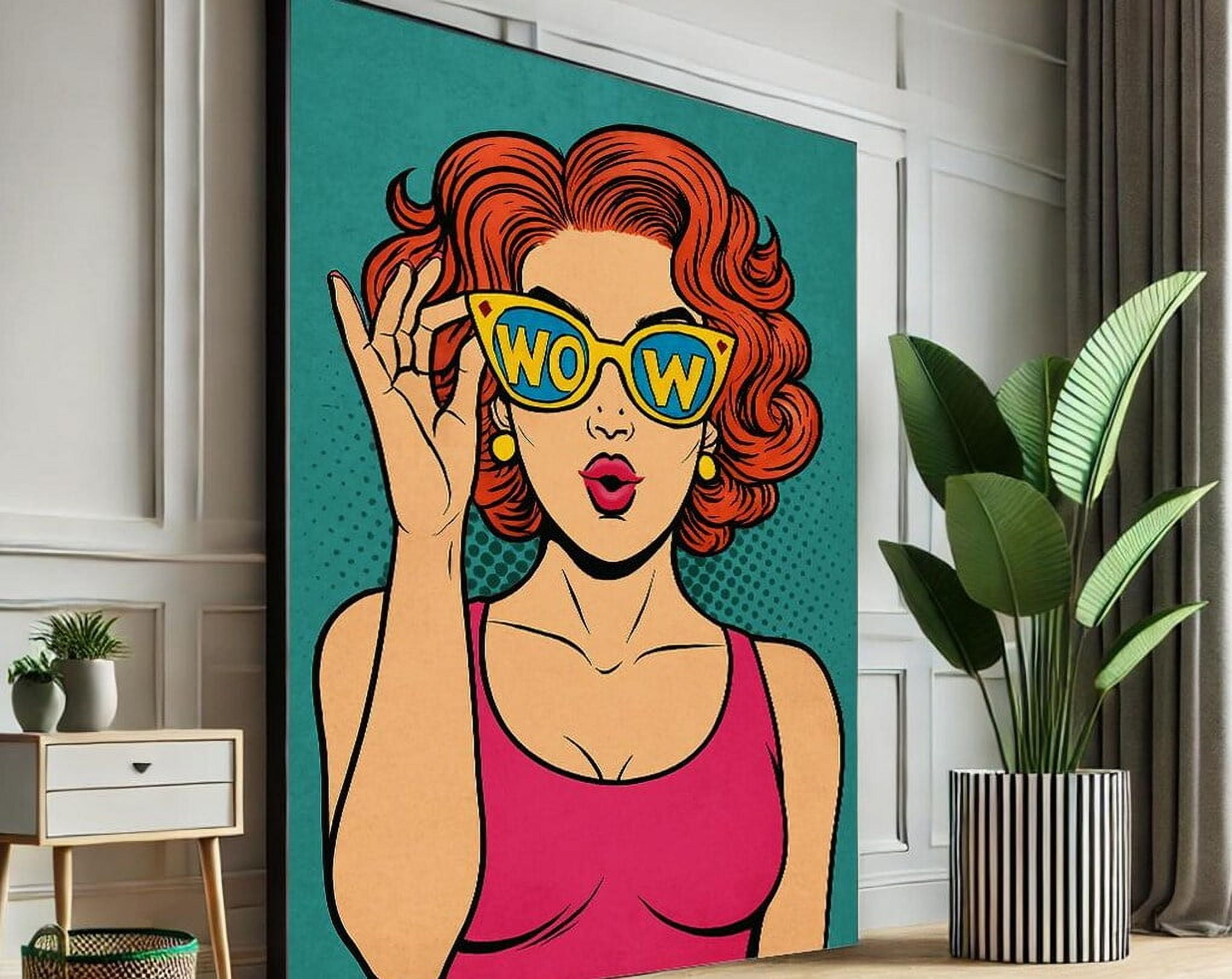 Pop Art Wow Glasses Woman Wall Art Print Colorful Retro Poster For ...