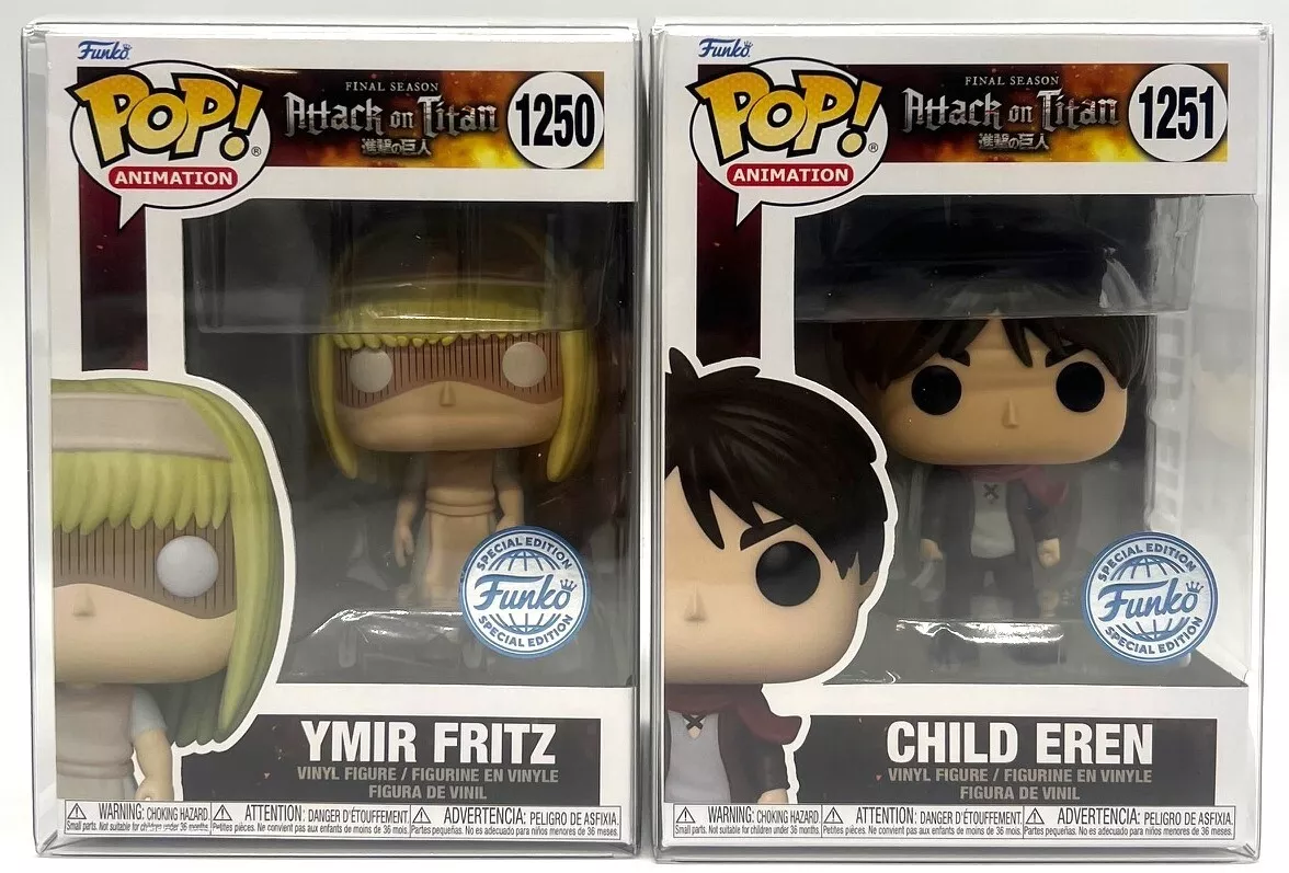 Pop! Attack on Titan Ymir Fritz #1250 & Child Eren #1251 Funko SE Set ...