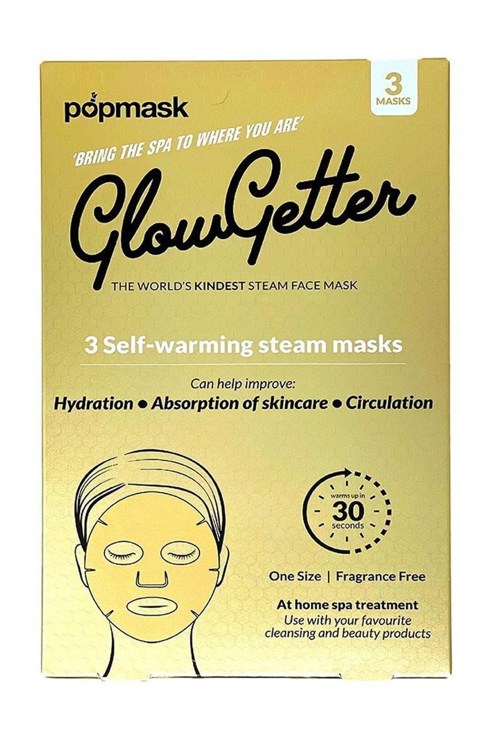 Pop Band Glow Getter Self Warming Full Face Steam Mask, One Size ...