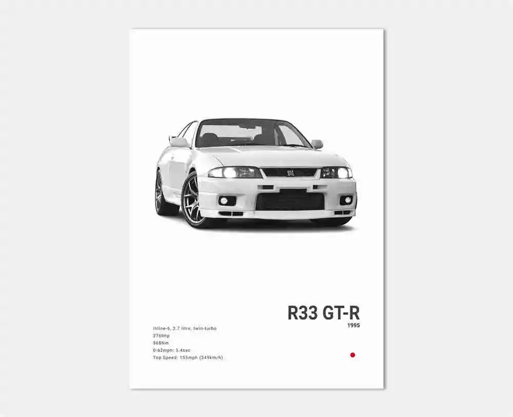 Pop Black and White Japan Cars Luxury Super Sport Car Poster Aesthetic ...