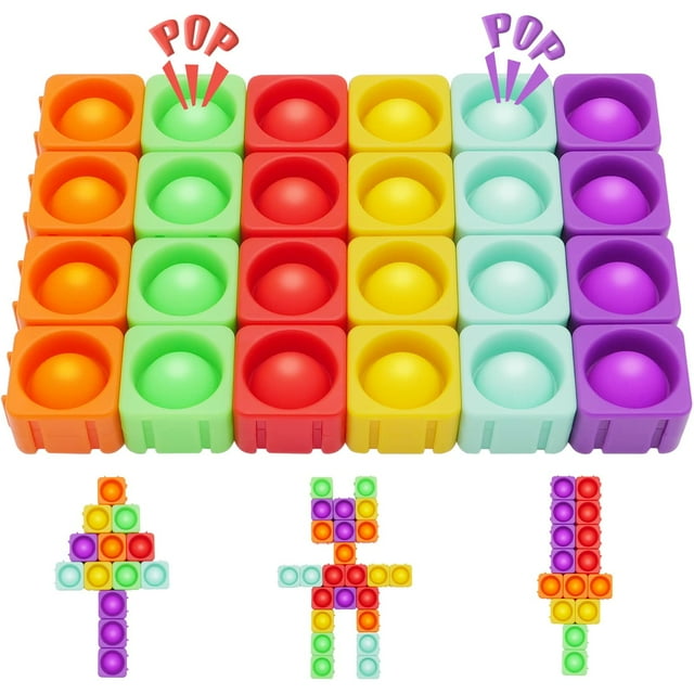 Pop Blocks Fidget Toys, OIF8 Rainbow Silicone Popper Infinity DIY ...