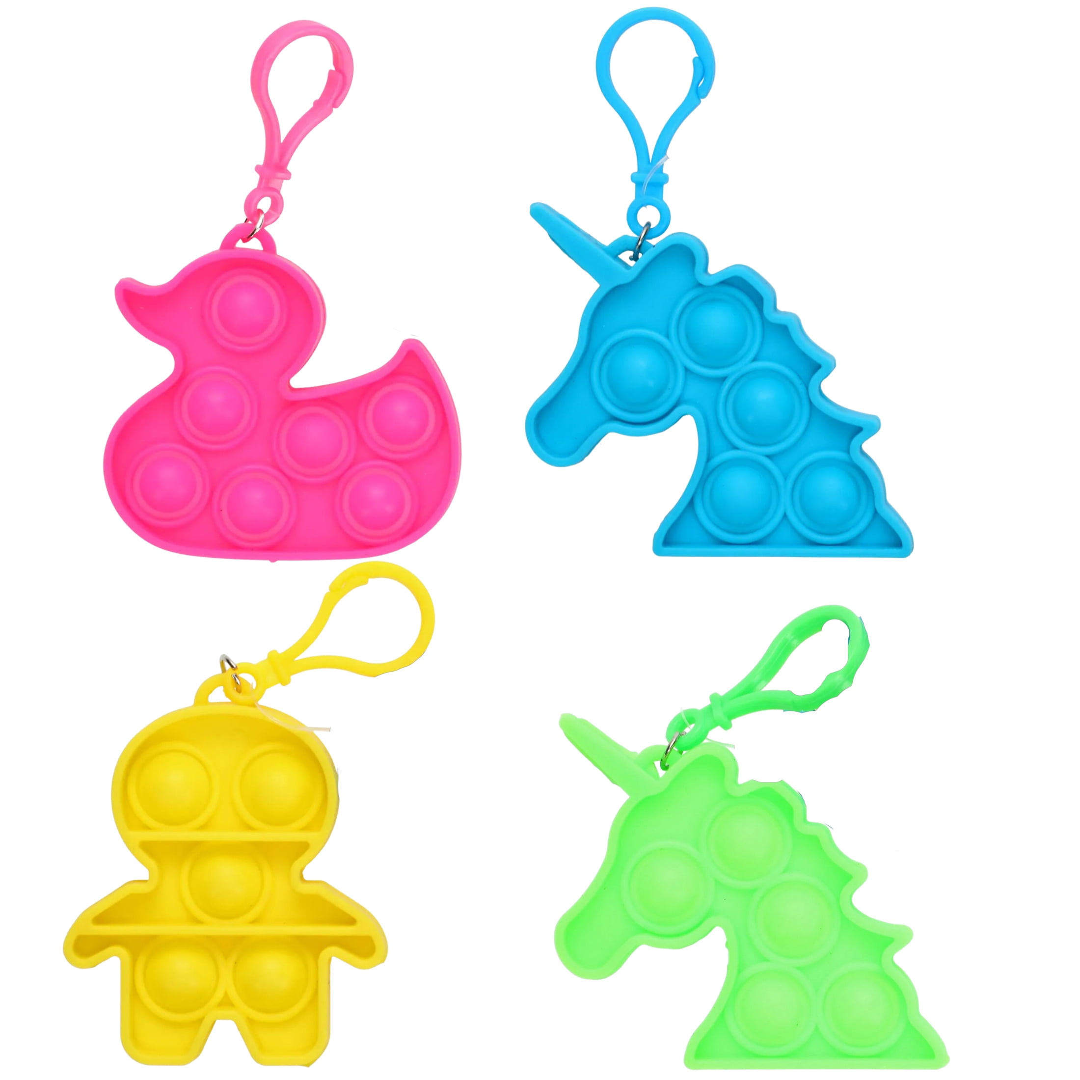 Pop Bubble Snap Fidget Plastic Toy Keychain Unicorn People Duck Shaped ...