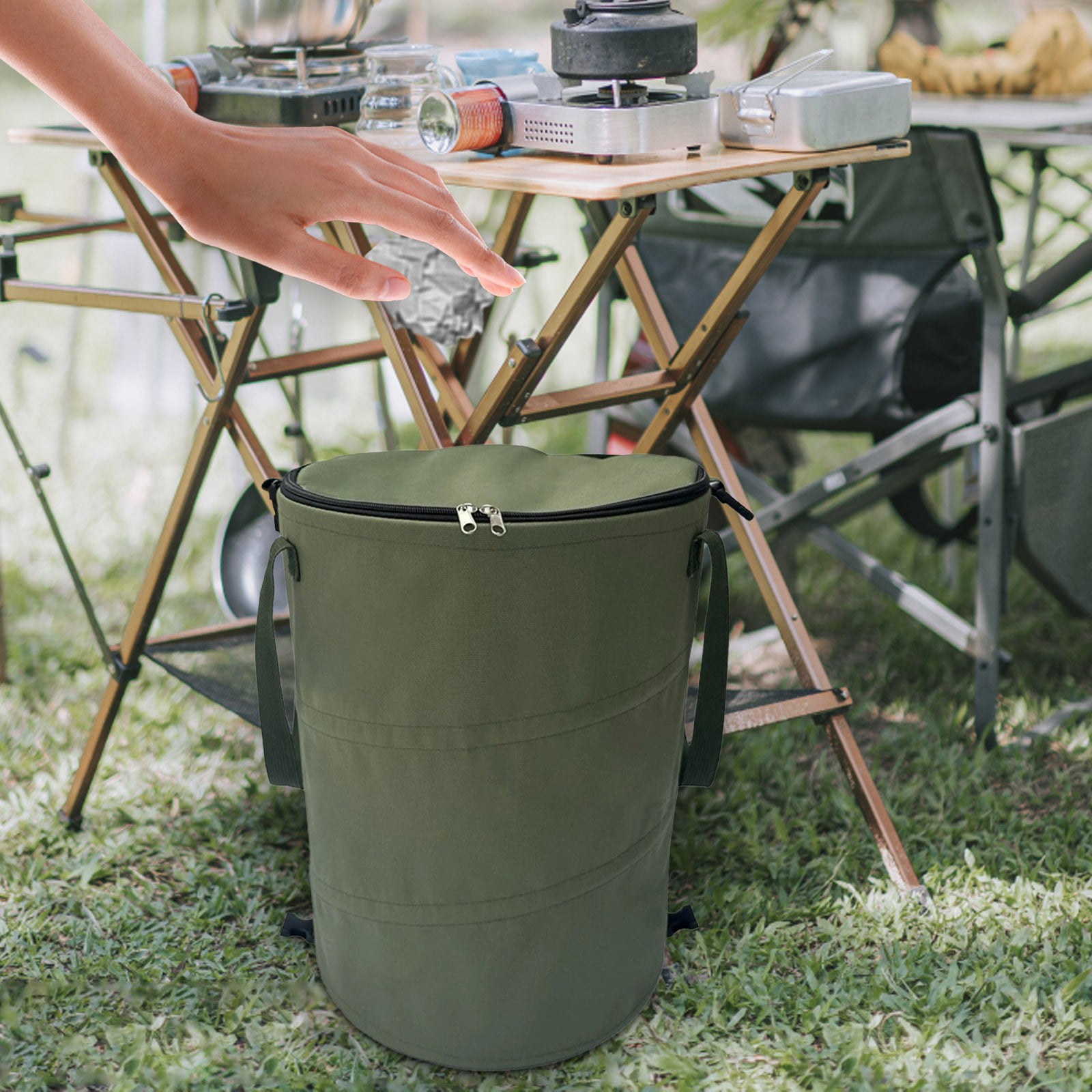 Pop Up Camping Can with Lid, 10 Gallon Collapsible Garbage Can ...