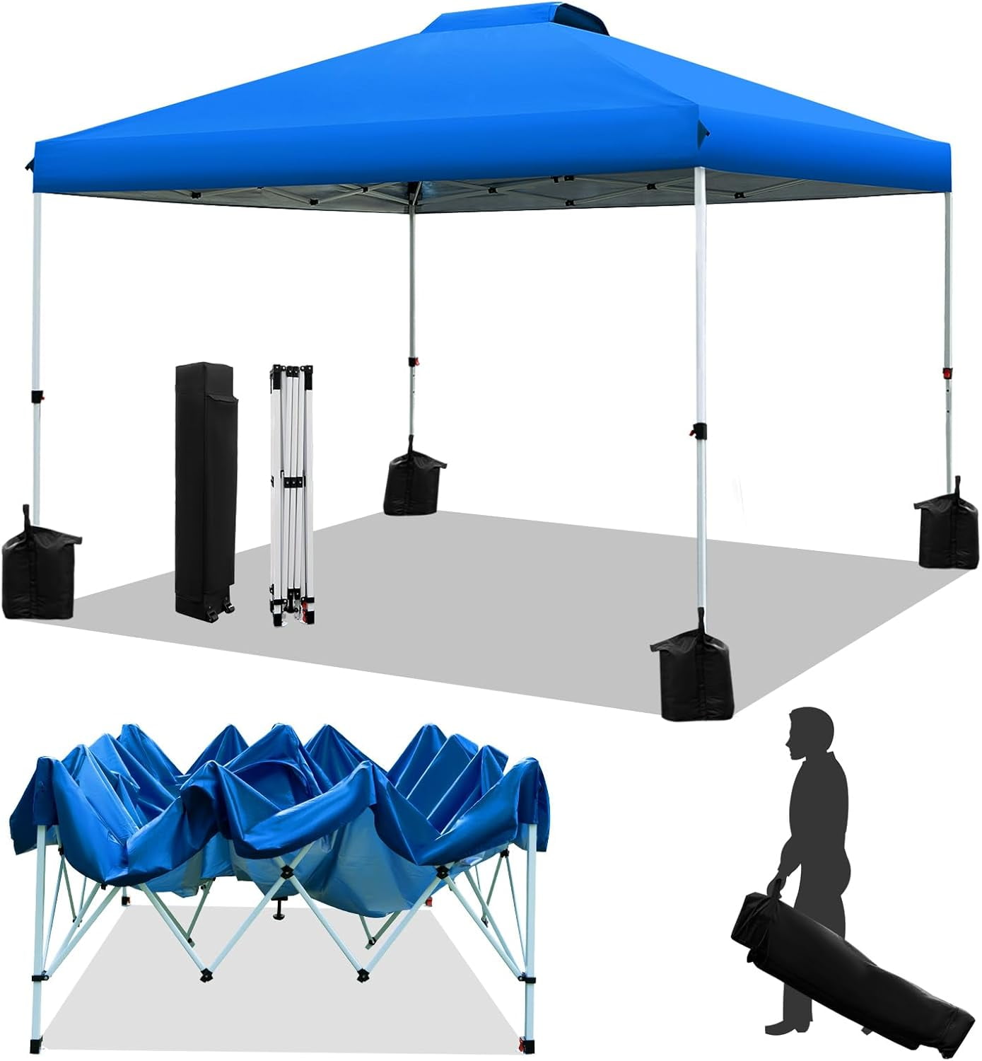 Pop up Canopy Tent 10x10ft, 1-Button Push Setup, Instant Portable ...