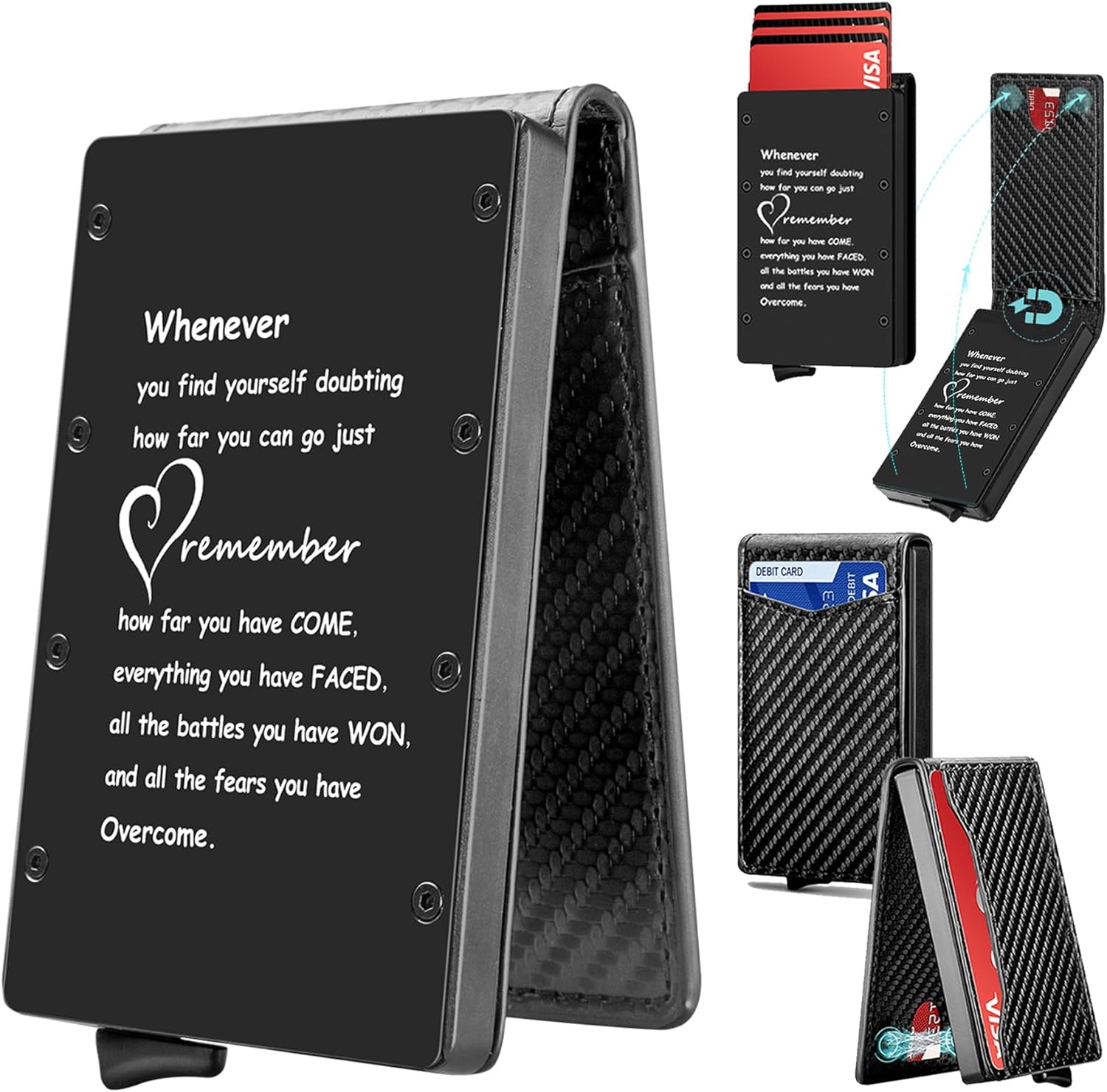 Pop Up Card Holder - Stealth Wallet for Men with Engraved Heartwarming ...