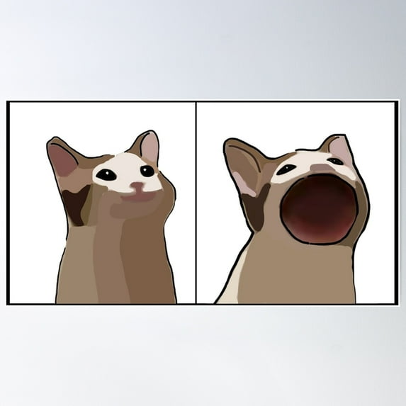 Pop Cat | Popping Cat Meme Poster Wall Art, Modern Wall Decor For ...