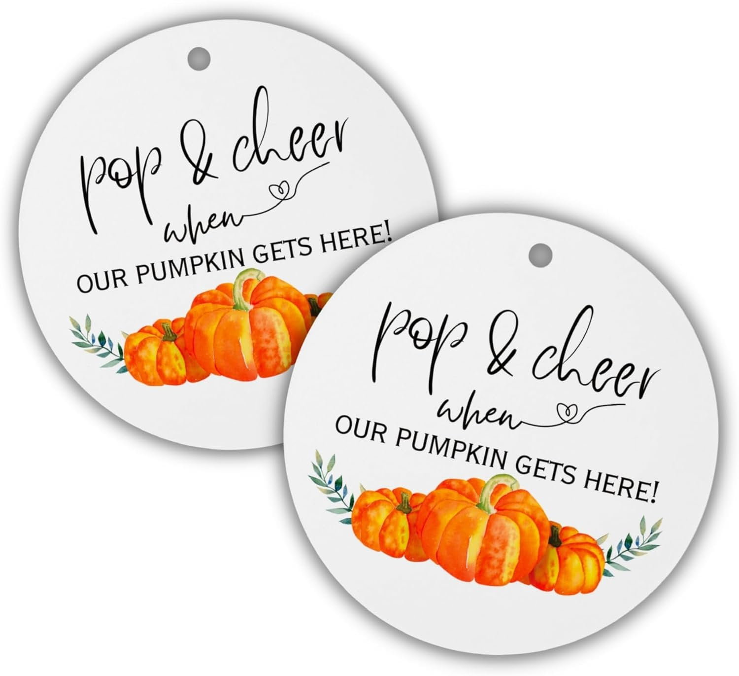 Pop & Cheer When Our Pumpkin Gets Here Hang Tags 30 pk 2.5 Circle Mini ...