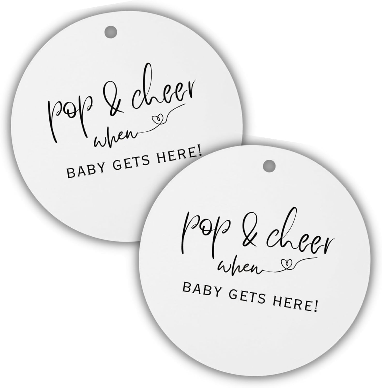 Pop & Cheer When Baby is Here Minimalist Hang Tags 30 Pk for Baby ...