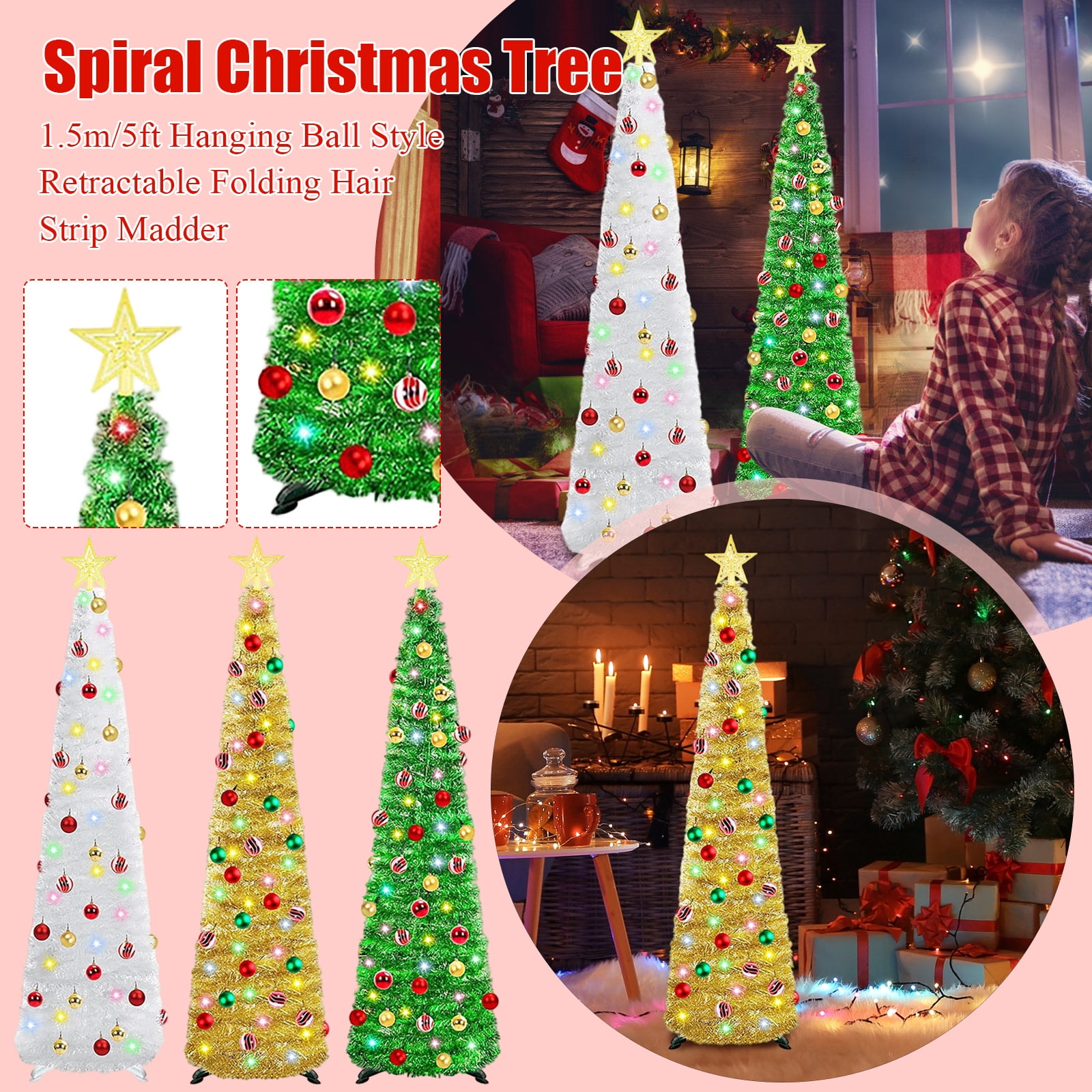 Pop Up Christmas Tree 5FT Collapsible Tree Easy-Assembly Coastal ...