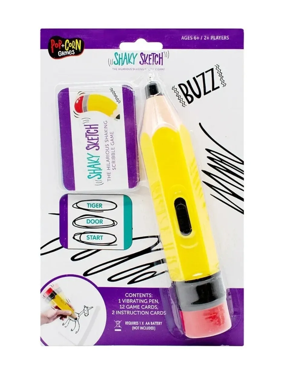 Pop+Corn Games 7'' Shaky Sketch Vibrating Pen and 12 Game Cards Ages 6 ...