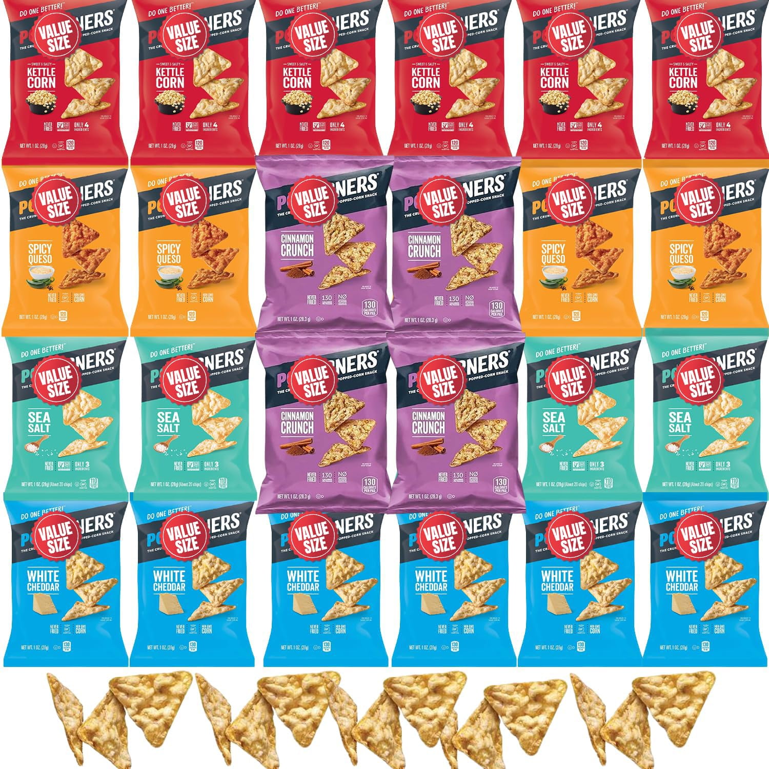 Pop-Cornners Snacks Gluten Free XEF1 Chips, 5 Flavor Variety Cheddar ...