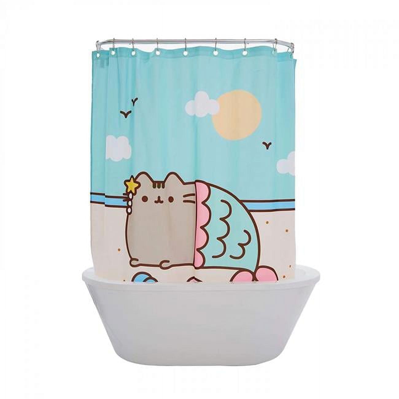 Pop Culture 833535 Pusheen Chibi Mermaid on the Beach Shower Curtain ...