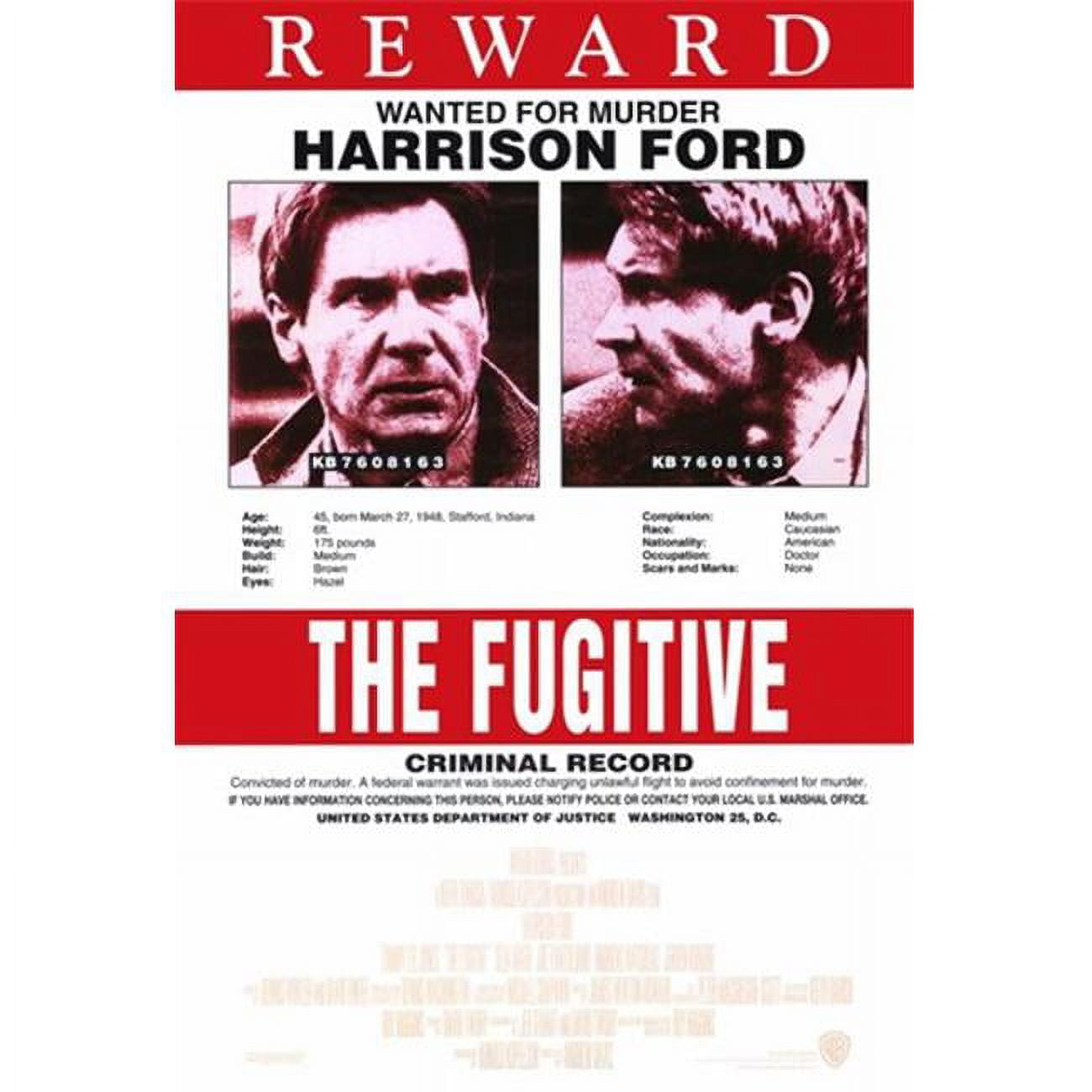 Pop Culture Graphics The Fugitive Movie Poster, 11 x 17 - Walmart.com
