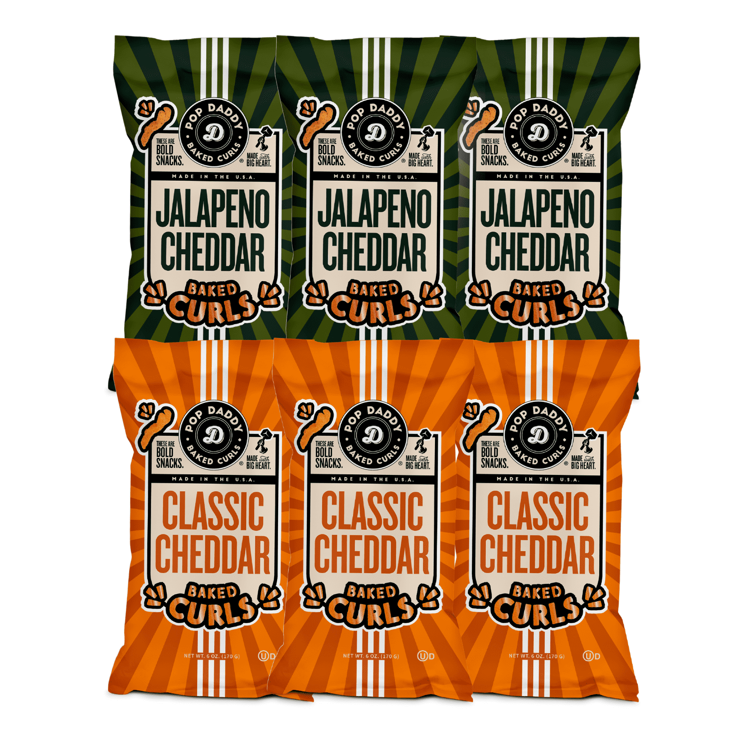 Pop Daddy Baked Curls Variety Pack, 6oz Cheese Curls Snack Pack Snacks ...