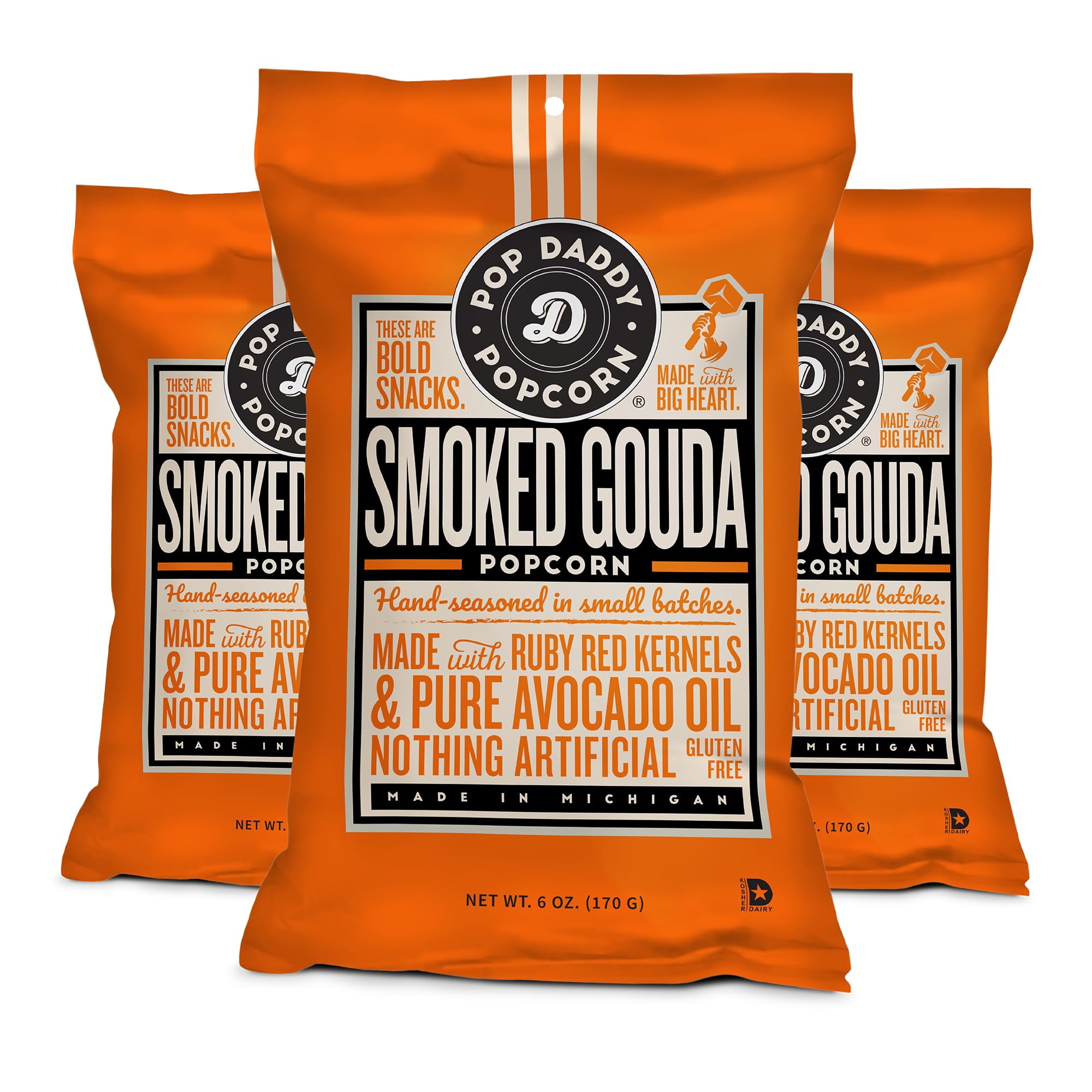 Pop Daddy Flavored AJH3 Popcorn Gourmet, Smoked Gouda Flavor Popped ...