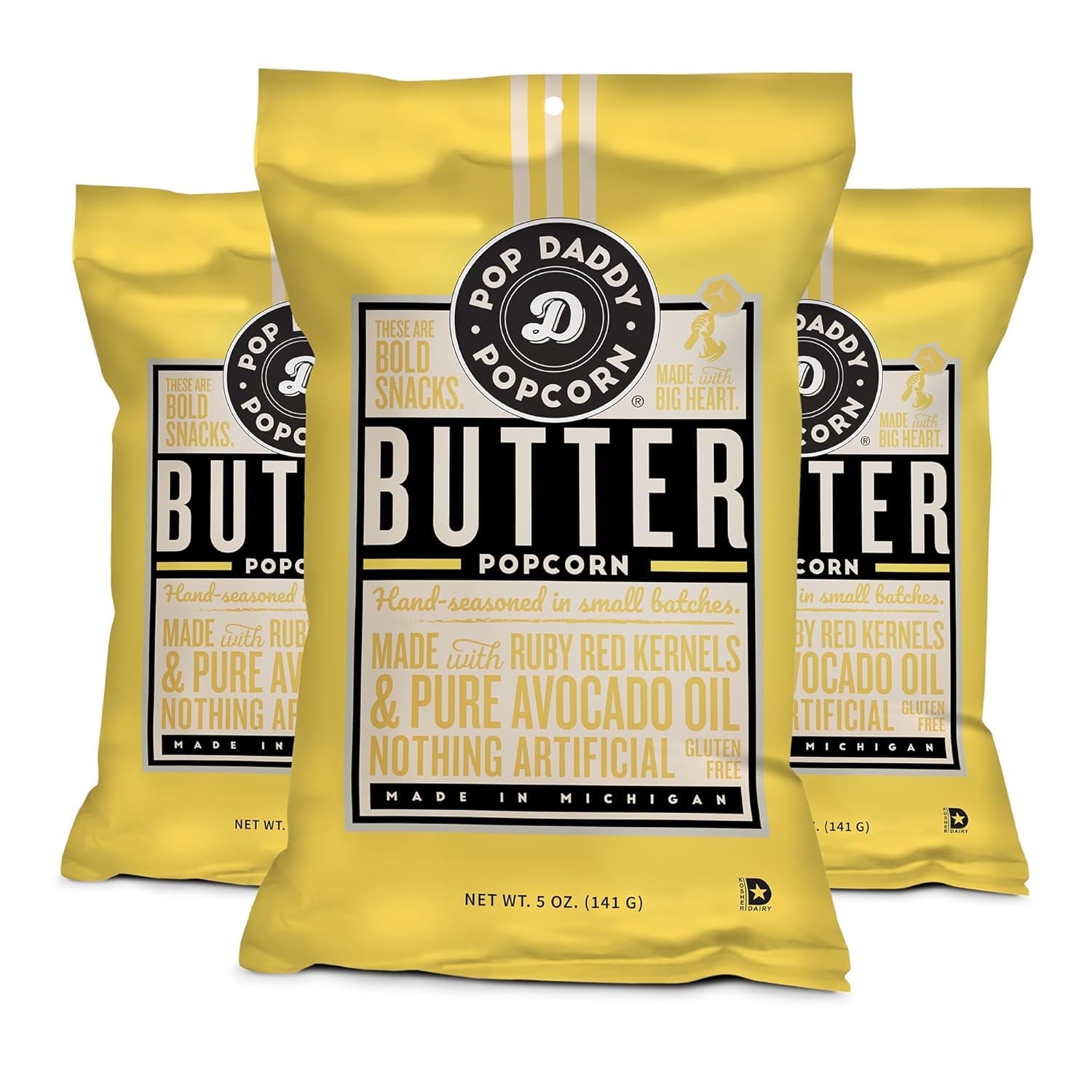 Pop Daddy Flavored Popcorn Gourmet, Butter Flavor Popped Popcorn, Hand ...