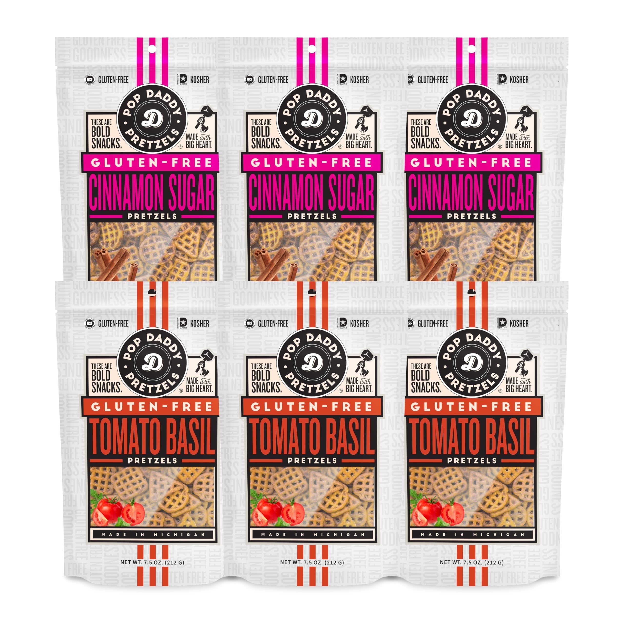 Pop Daddy Gluten Free Pretzels, Healthy Gourmet Flavored Pretzels, 7 ...