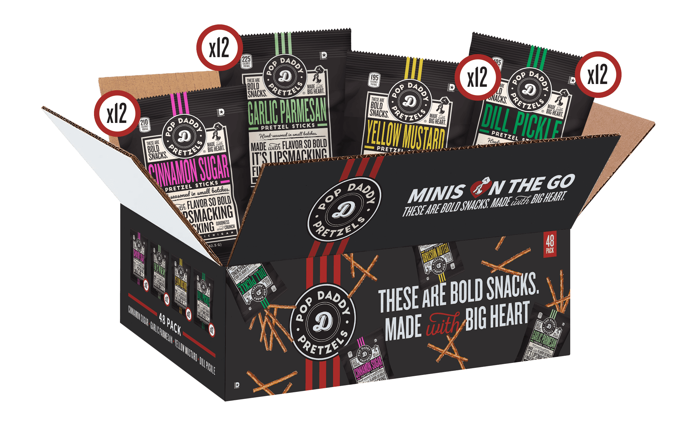 Pop Daddy Pretzel Sticks | Healthy Snacks | 1.5oz Variety Pack | 48 ...