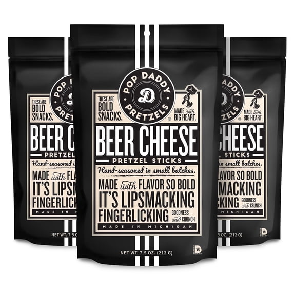 Pop Daddy Snacks, Flavored Pretzel Sticks, 7.5oz, Beer Cheese 3pk ...